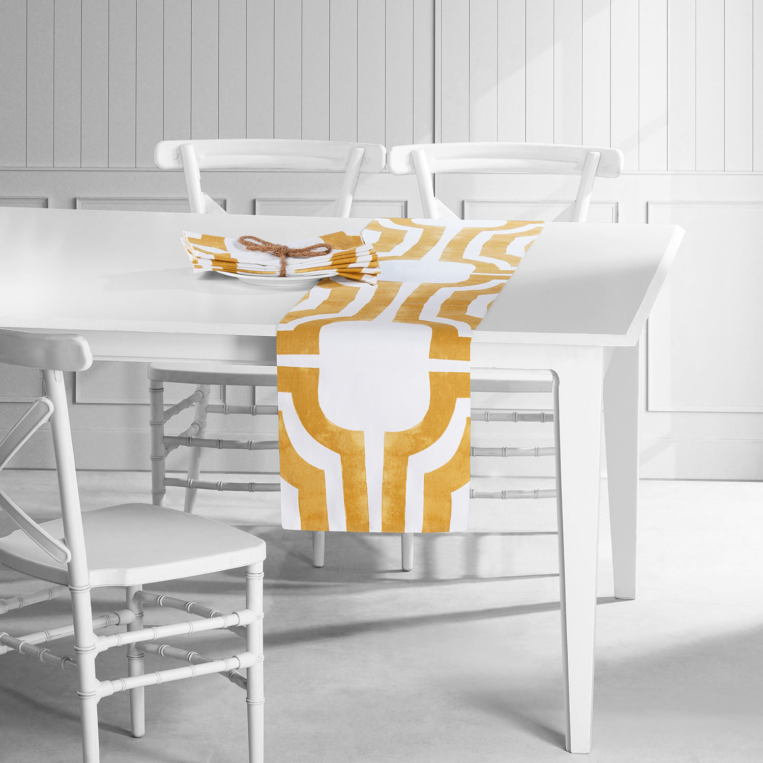 George Oliver Cobyn 7 Piece Printed Cotton Table Runner and Placemats ...