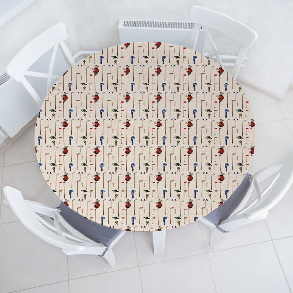 Ebern Designs Golf Fitted Round Tablecloth Diameter Multicolor | Wayfair
