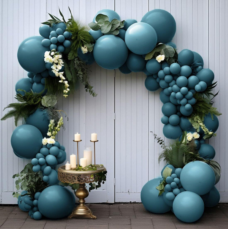 House of Hampton® Dusty Blue Balloons Slate Blue Balloon Garland | Wayfair