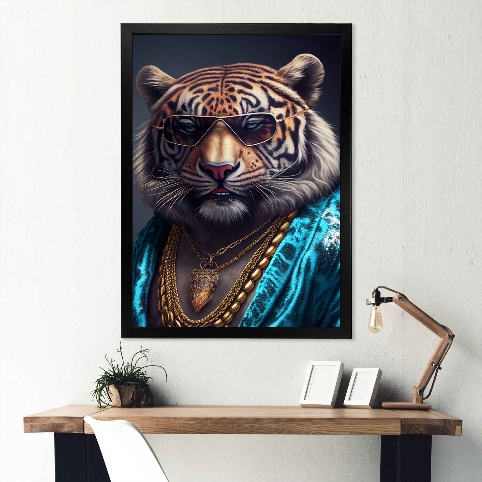Trinx Tiger Gambler II Tiger Gambler II - Picture Frame Print on Canvas ...