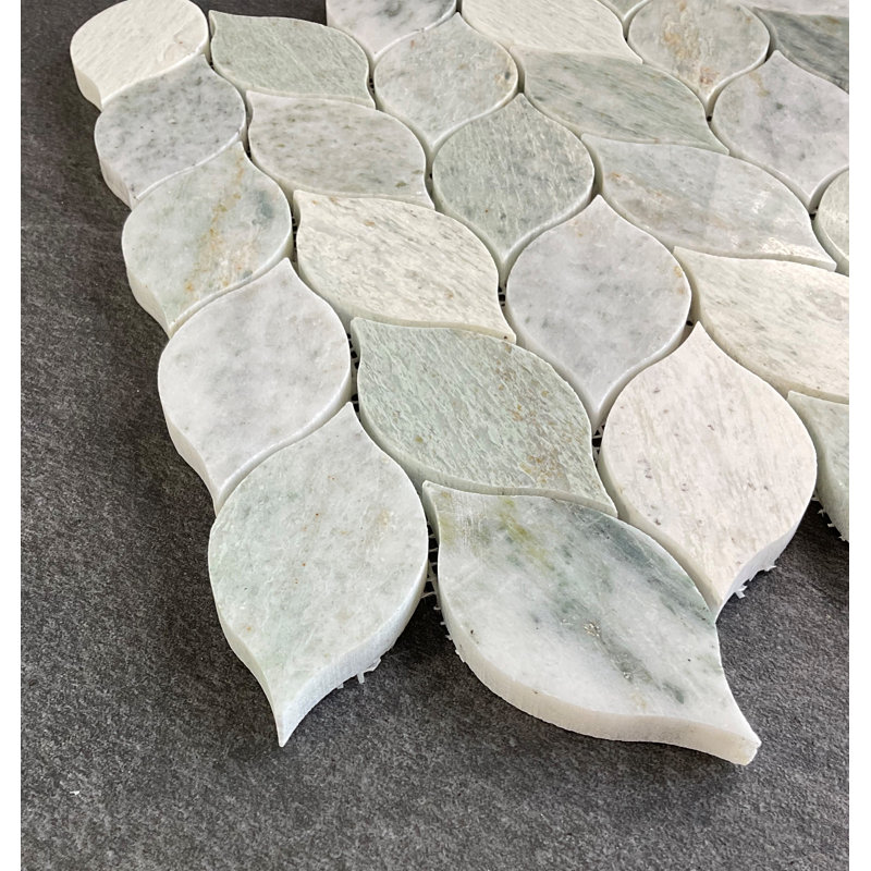 ES Stone 4" x 2" Ming Green Leaf Pattern Marble Novelty Mosaic Tile ...