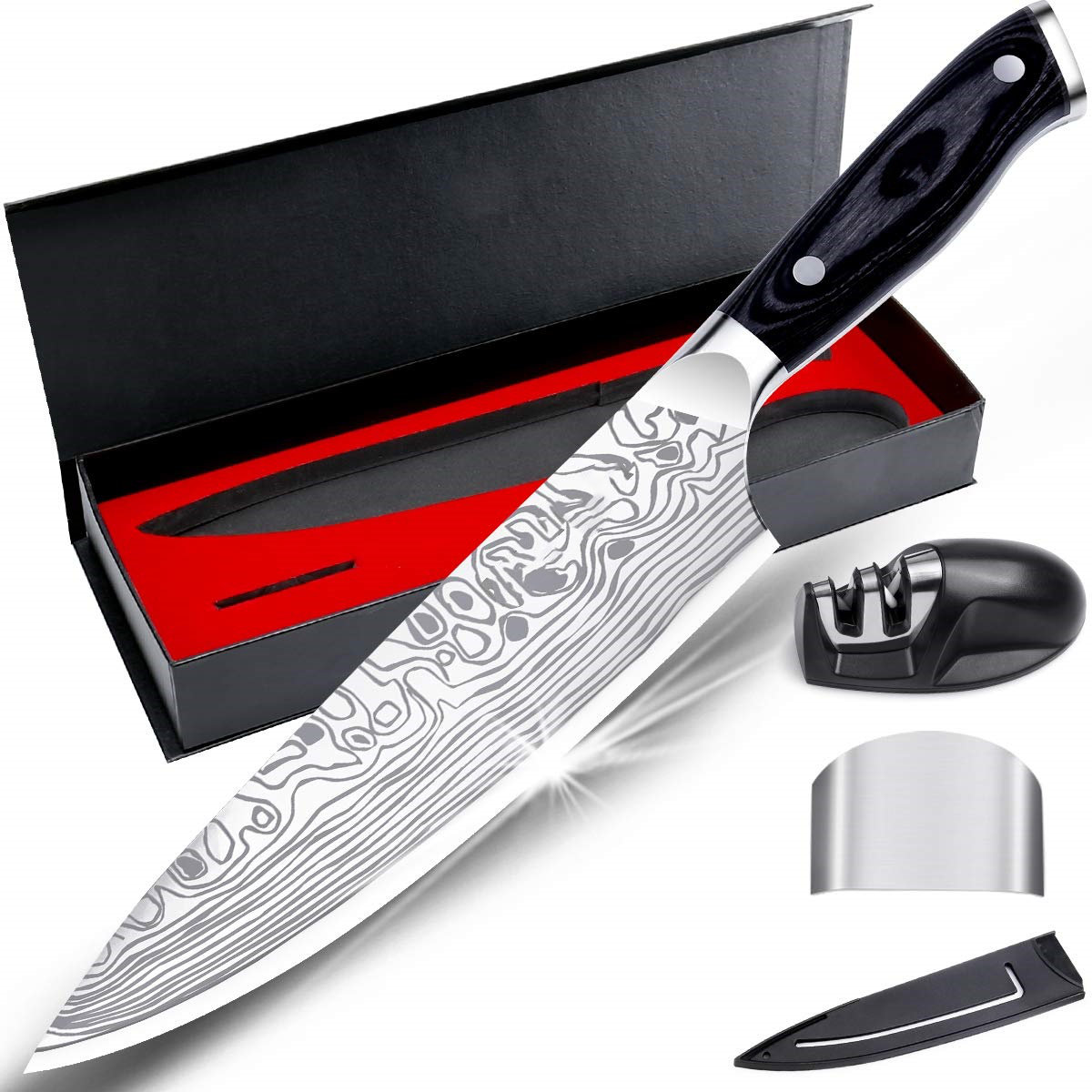 MODERN WALLS LLC 8" Super Sharp Professional Chef's Knife With Finger ...