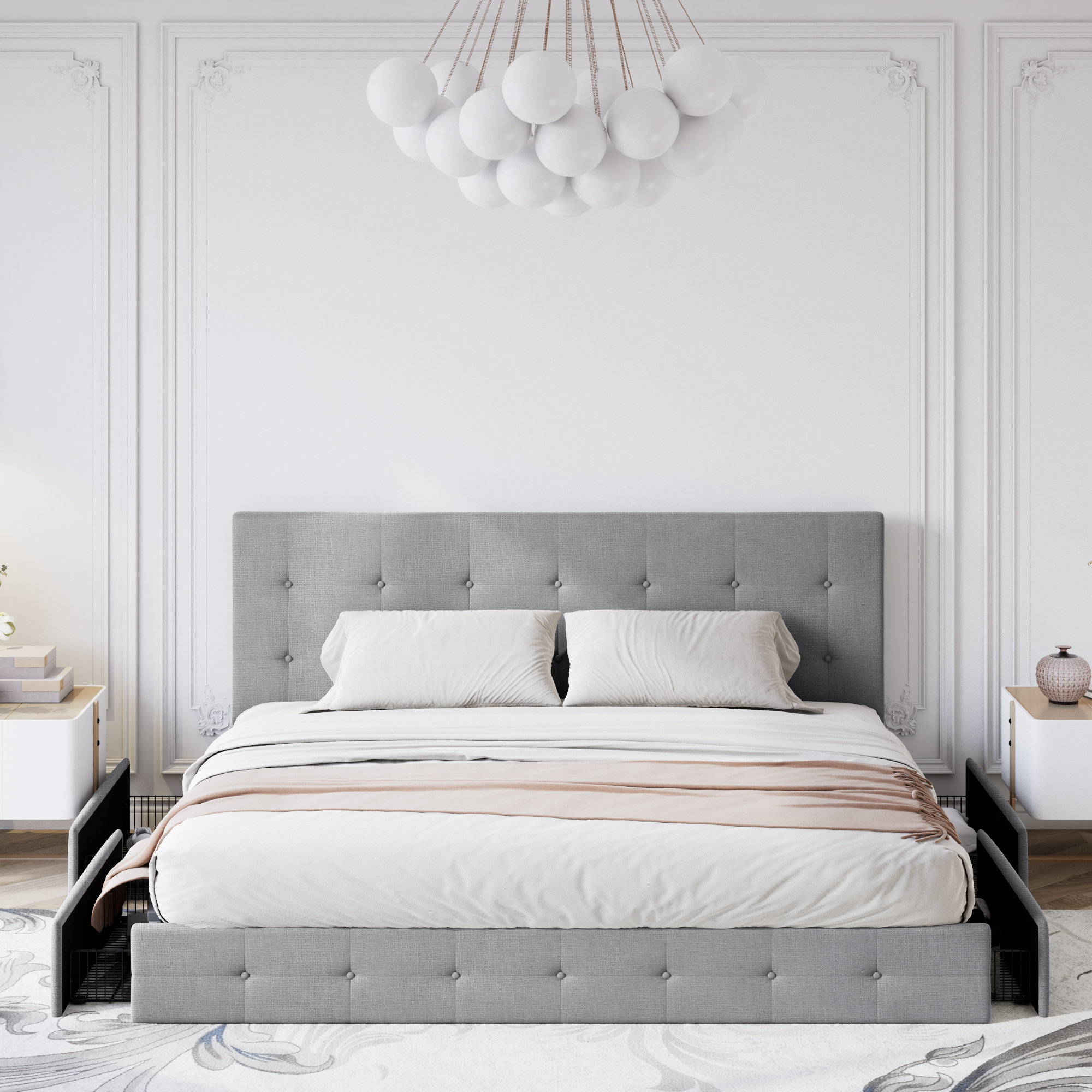 Mercury Row Silvester Upholstered Platform Storage Bed With 4 Drawers