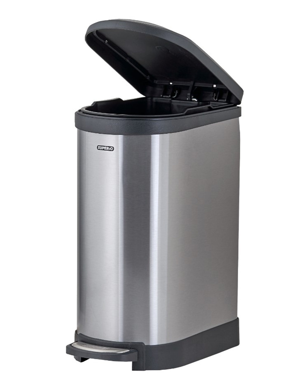 Superio Garbage Pail Narrow Stainless Steel 2.6 Gallon Step On Trash ...