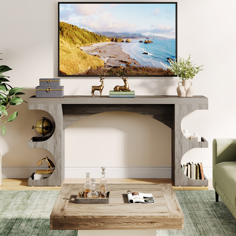 Millwood Pines 63-Inch Dark Grey Long Console Table | Wayfair