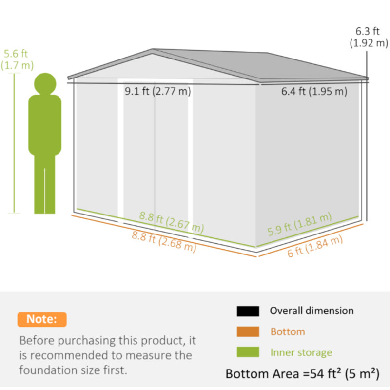 Dakota Fields Azaya 9.1 ft. W x 6.4 ft. D Metal Apex Tool Shed ...