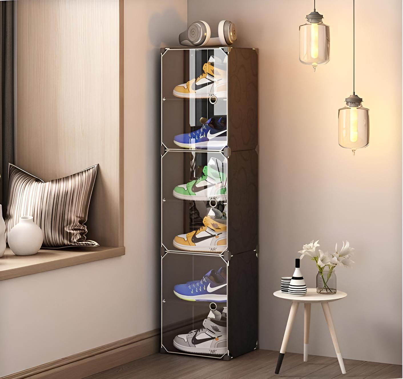 Rebrilliant Transparent Foldable Shoe Rack, Plastic Storage Shoe Rack ...