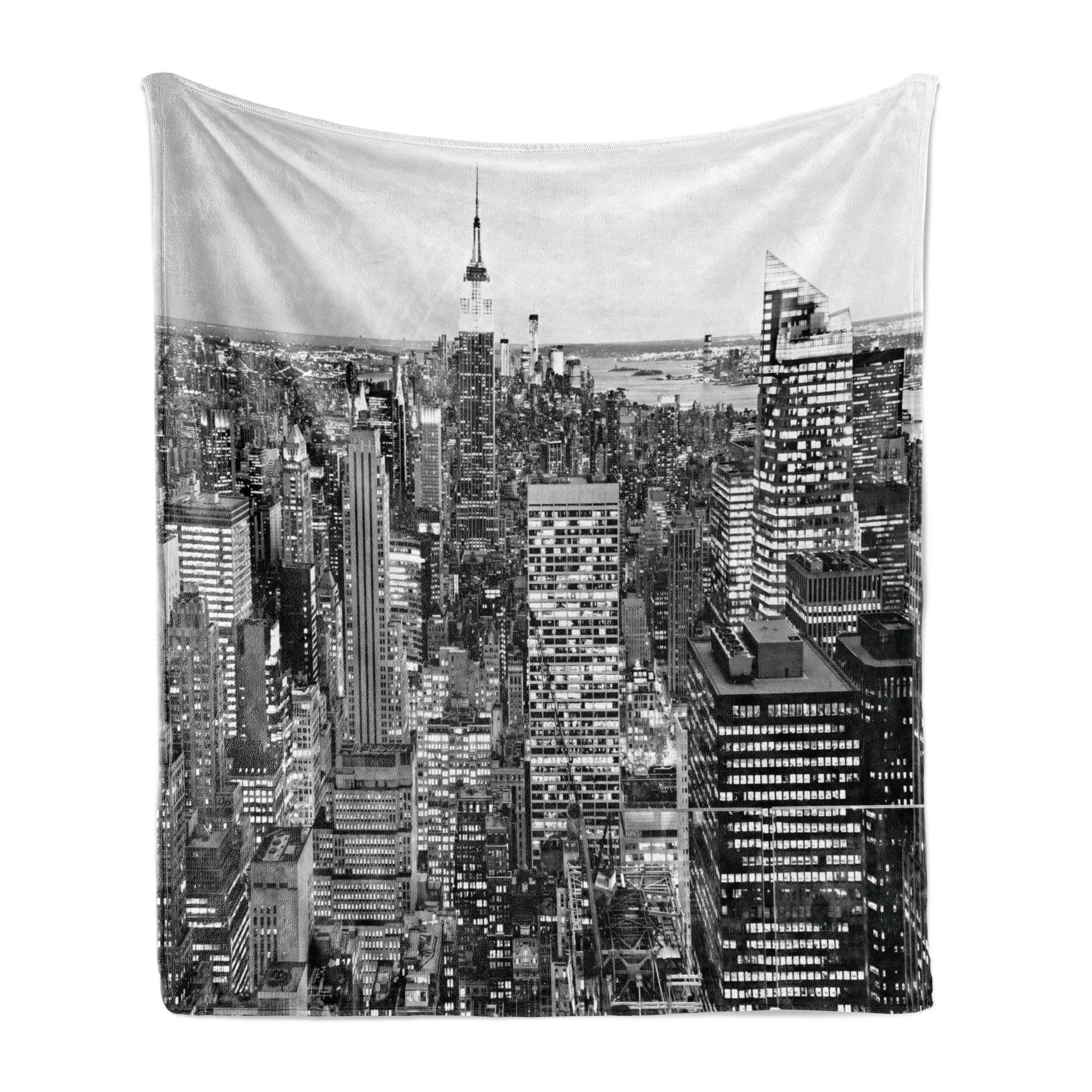 Ambesonne Landscape Fleece Throw Blanket New York Manhattan Grey | Wayfair