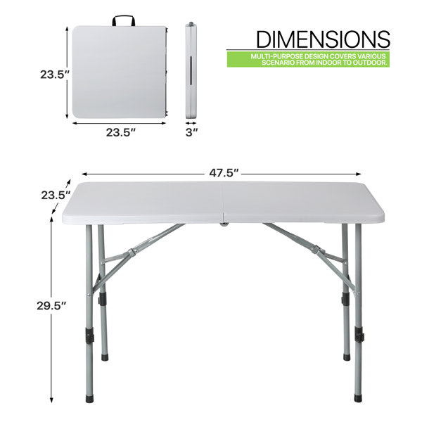 Bring Home Furniture 4-Foot Plastic Folding Table, Indoor Outdoor Desk ...