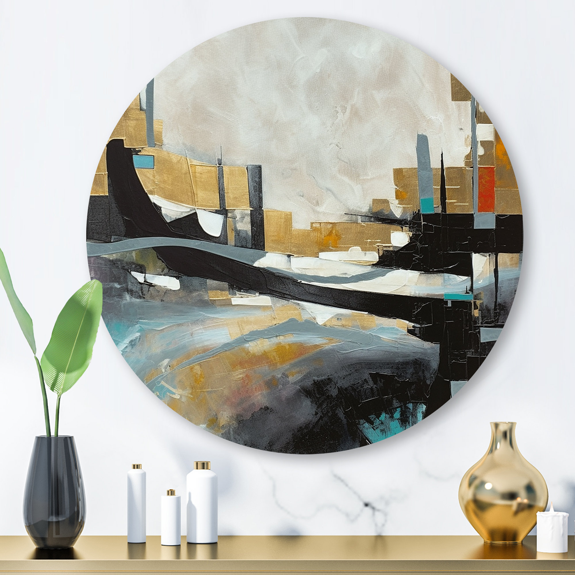 Mercer41 Edivaldo Beyond Nature II - Abstract Landscapes Round Metal ...