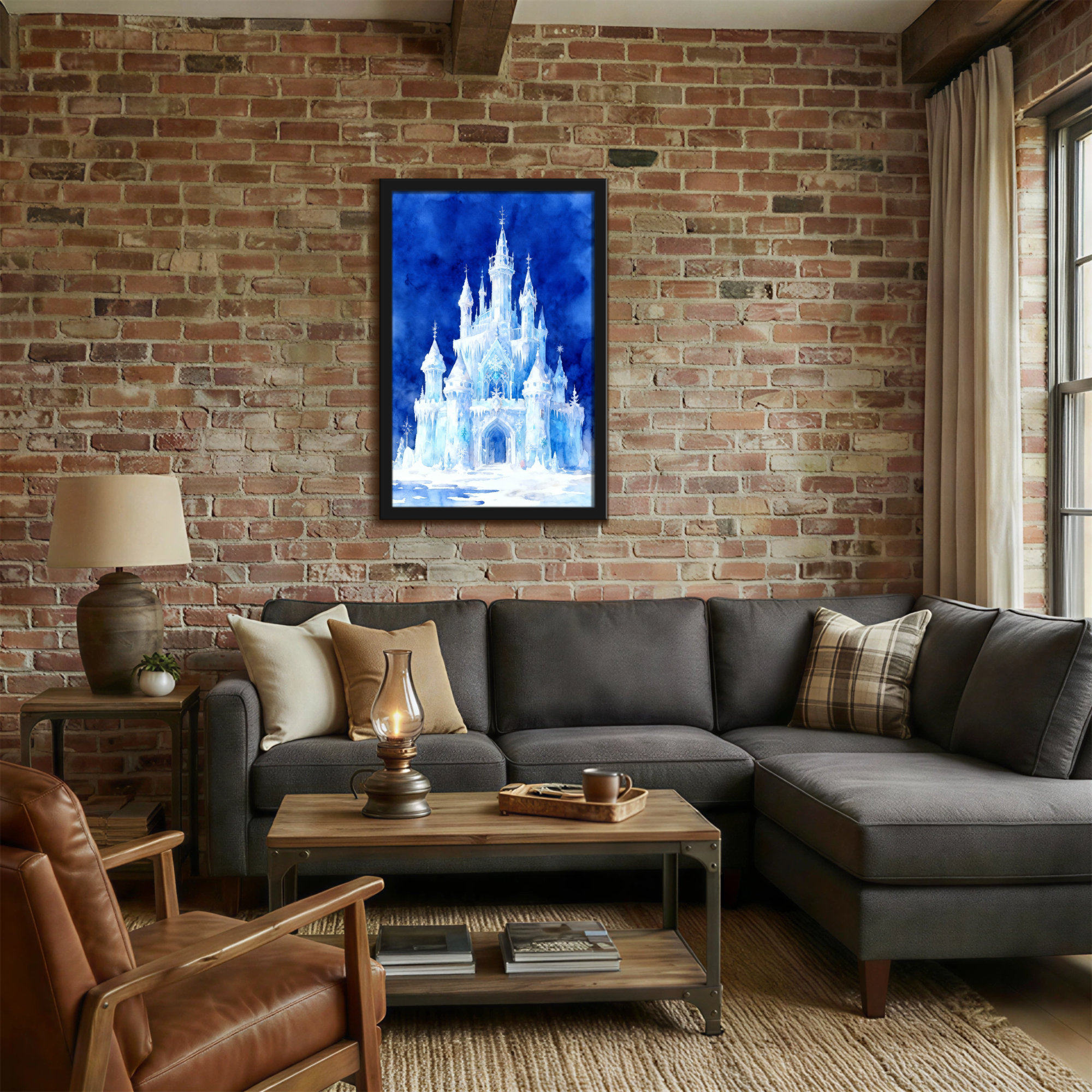 Everly Quinn Christmas Ice Castle Watercolor Fantasy Art Print | Wayfair
