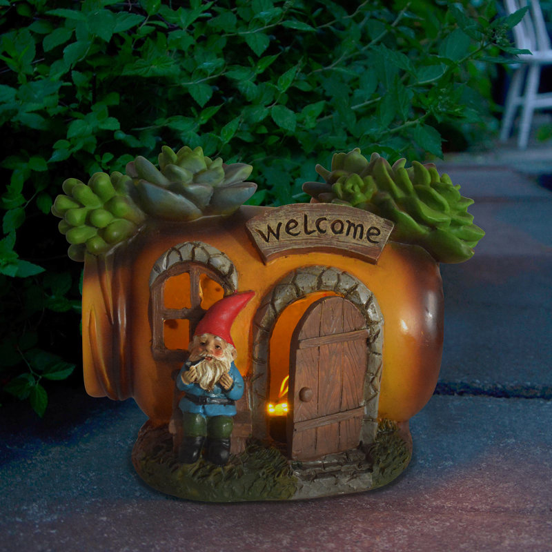 Trinx Polyresin LED Succulent House Solar Luminary & Pathway Lights ...