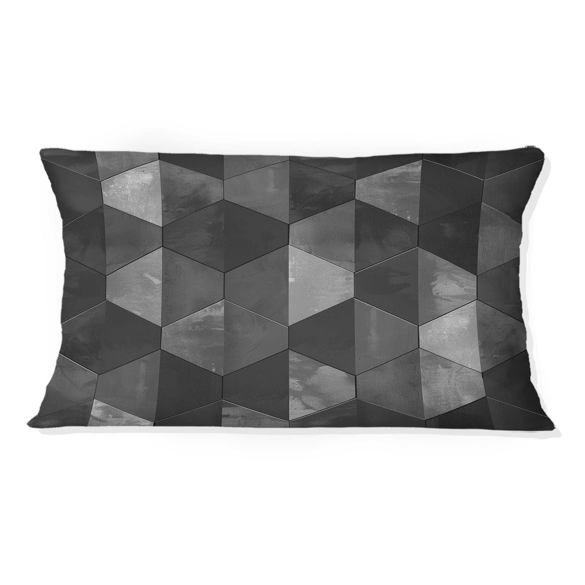 Design Art Grey Modern Rhombus Pattern II - Modern Lumbar Pillow | Wayfair
