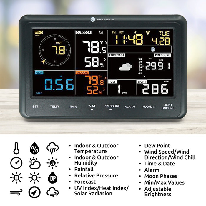 Ambient Weather 17'' Solar Powered Wireless Outdoor Weather Station ...