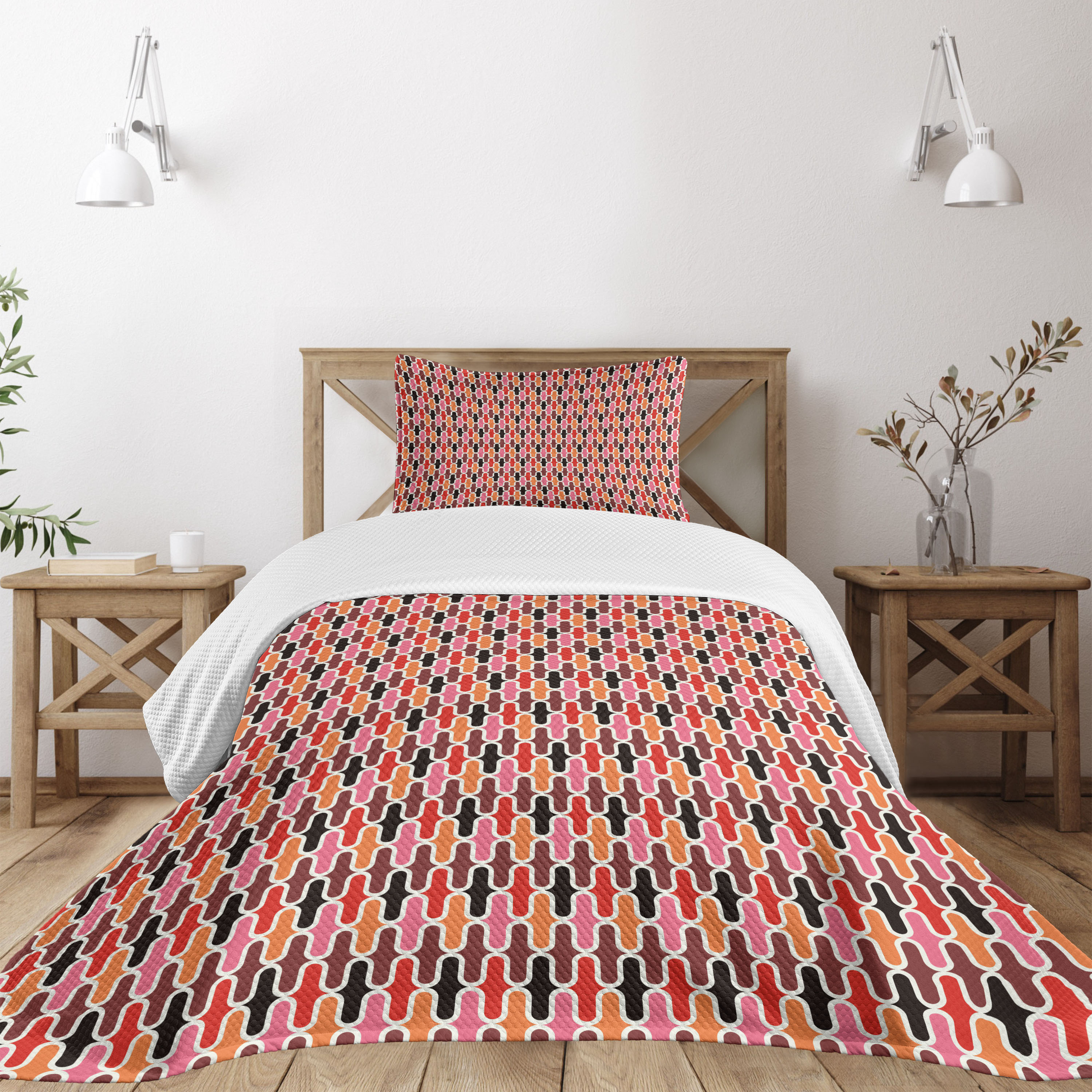 Ambesonne Abstract Bedspread Set Vertical Lines Graphic Multicolor ...