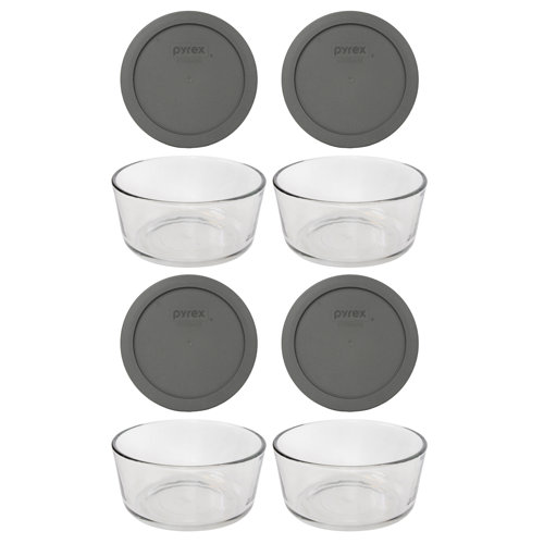 Pyrex (4) 4-Cup Glass Bowls & (4) 4-Cup Lids | Wayfair