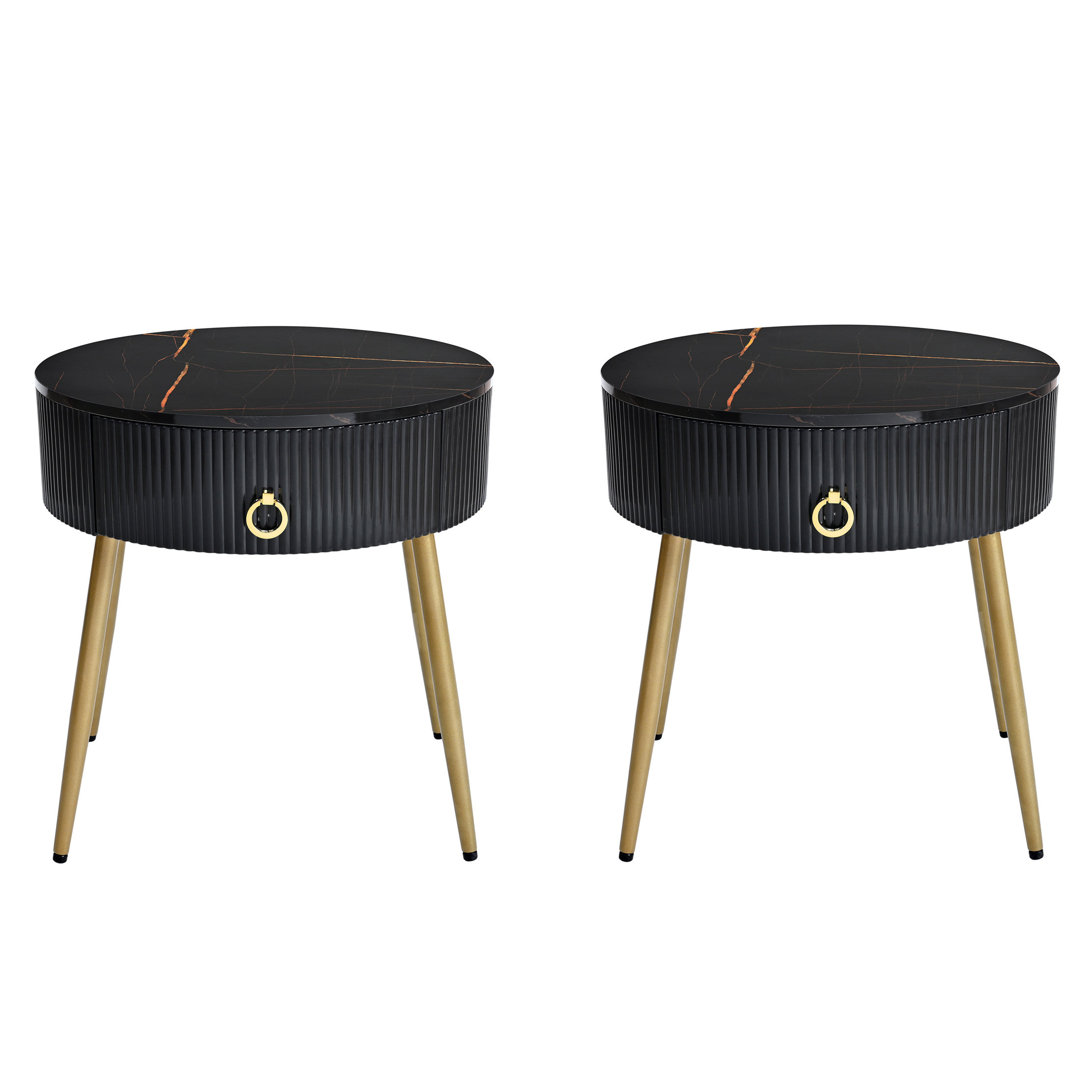 Everly Quinn Modern Side Tables Set With Faux Marble Tops And Design ...