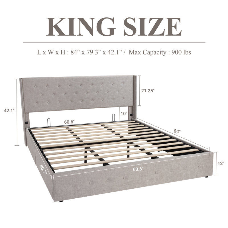 Wade Logan® Bertile Upholstered Metal Wingback Storage Bed & Reviews ...