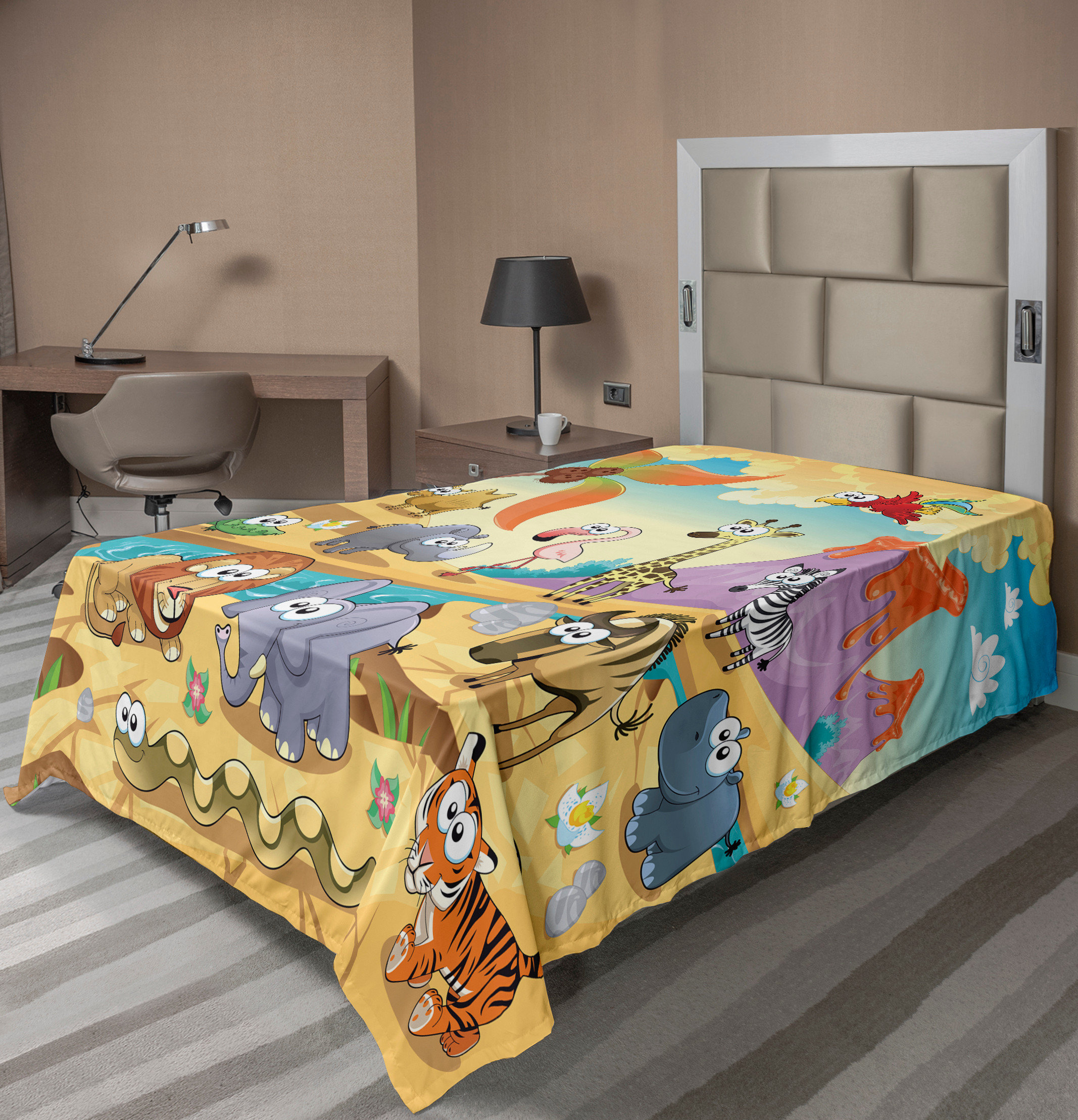 Ambesonne Colorful Top Flat Sheet Nature Beasts Hippo Multicolor | Wayfair