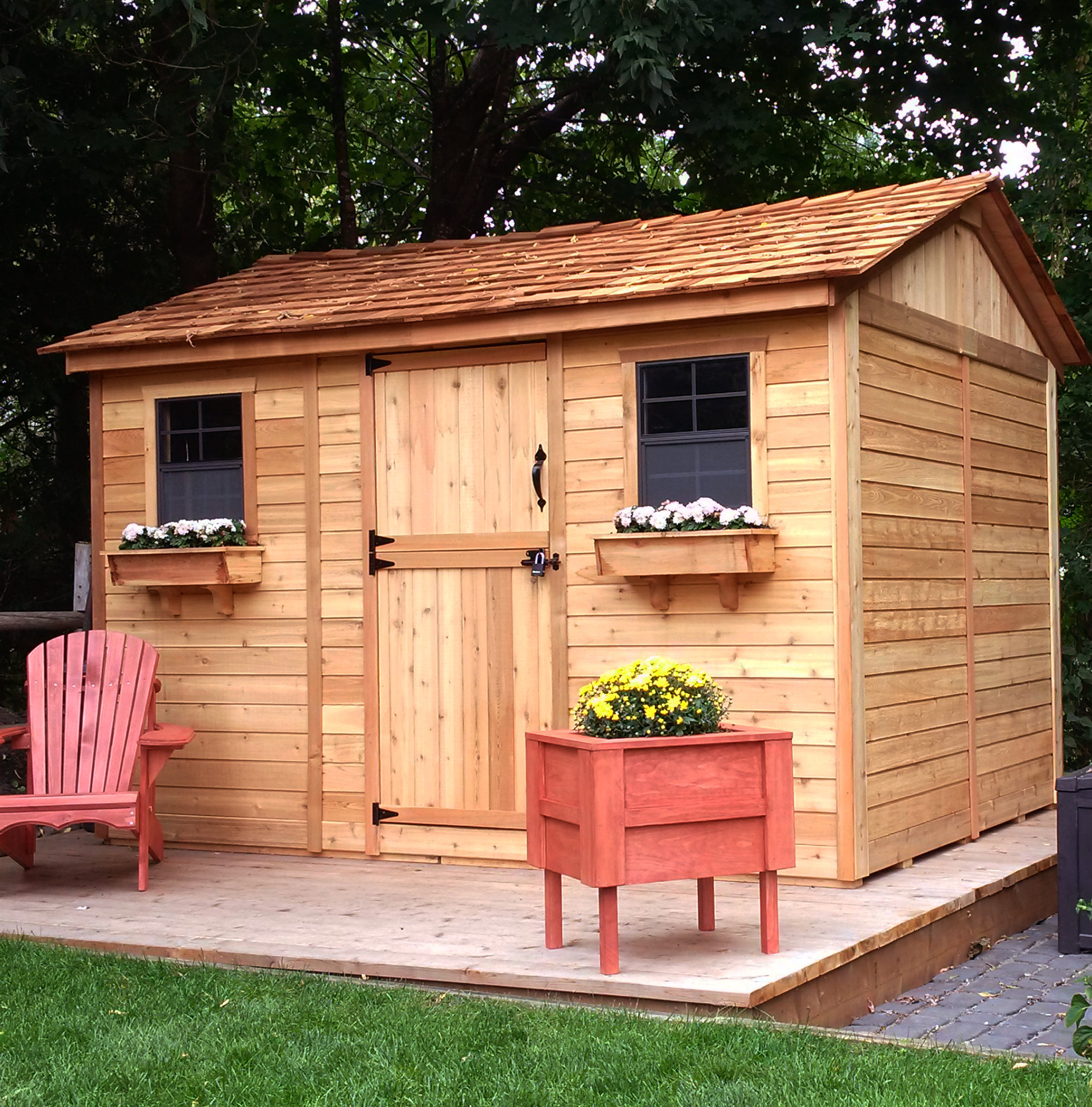 Outdoor Living Today 12 ft. W x 8 ft. D Cabana Cedar Wood Garden Shed ...