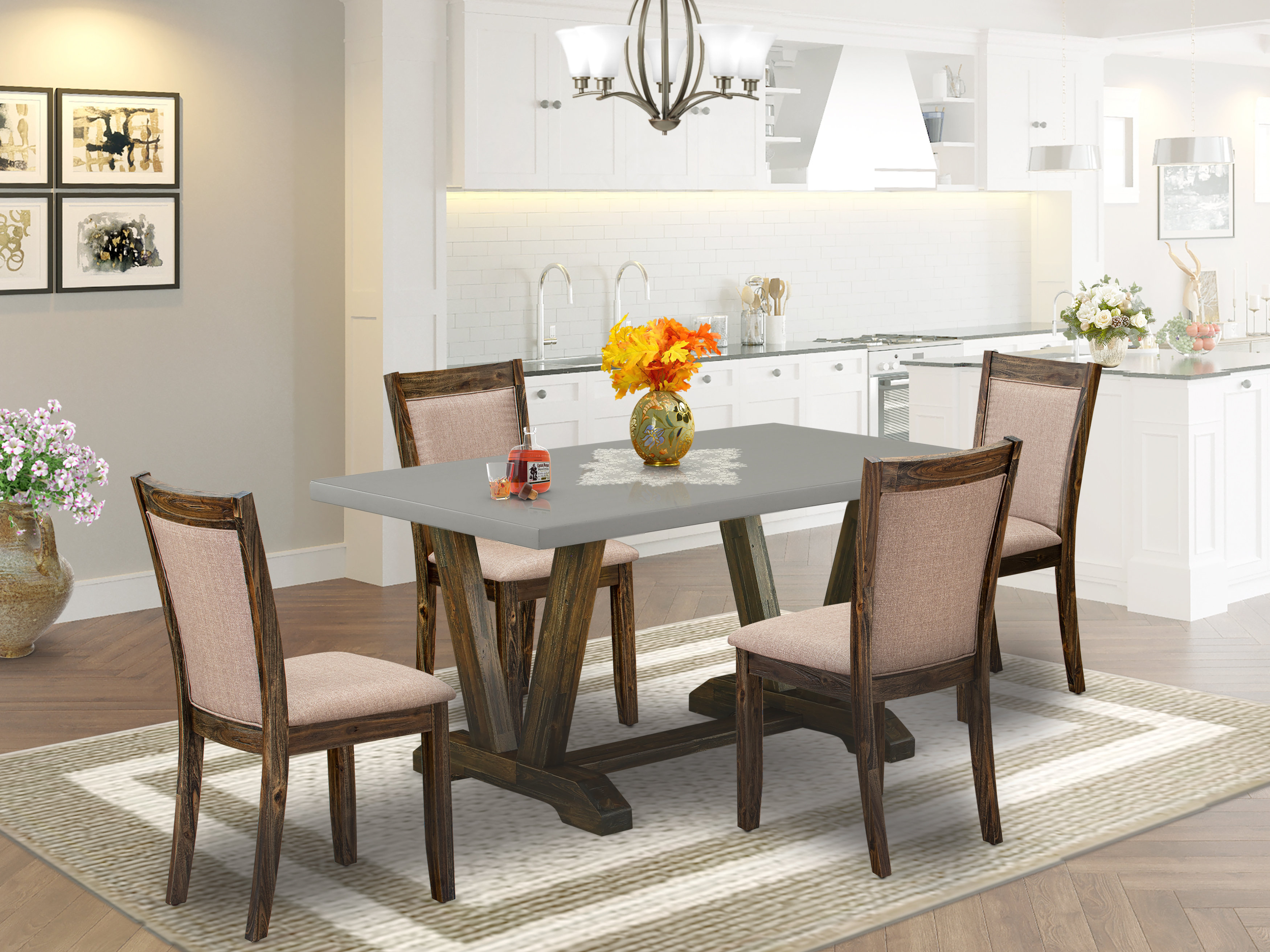 Rosalind Wheeler Modern Dinette Set - A Wooden Dining Table and Dark ...