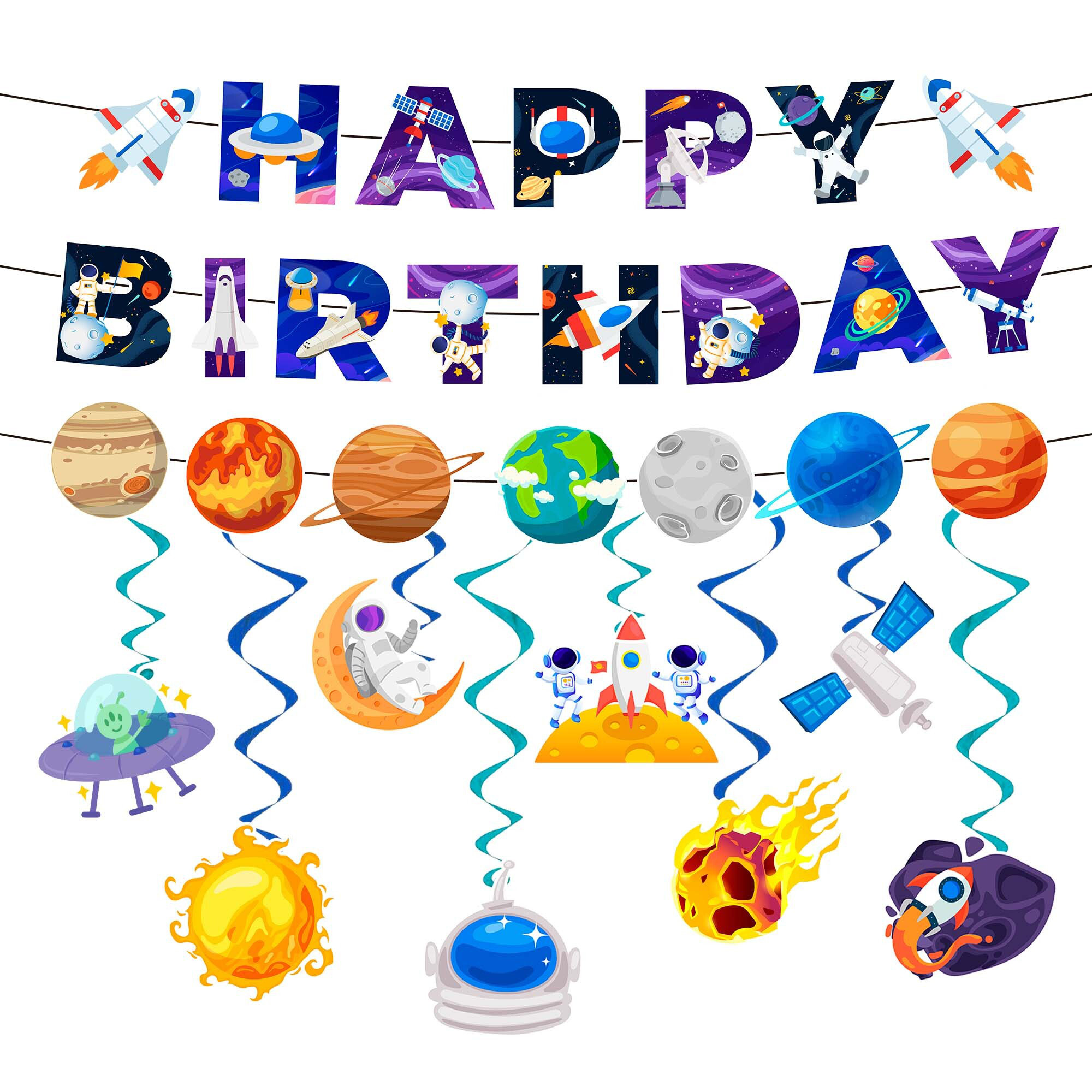 The Party Aisle™ Outer Space Birthday Party Decorations Set - Space ...