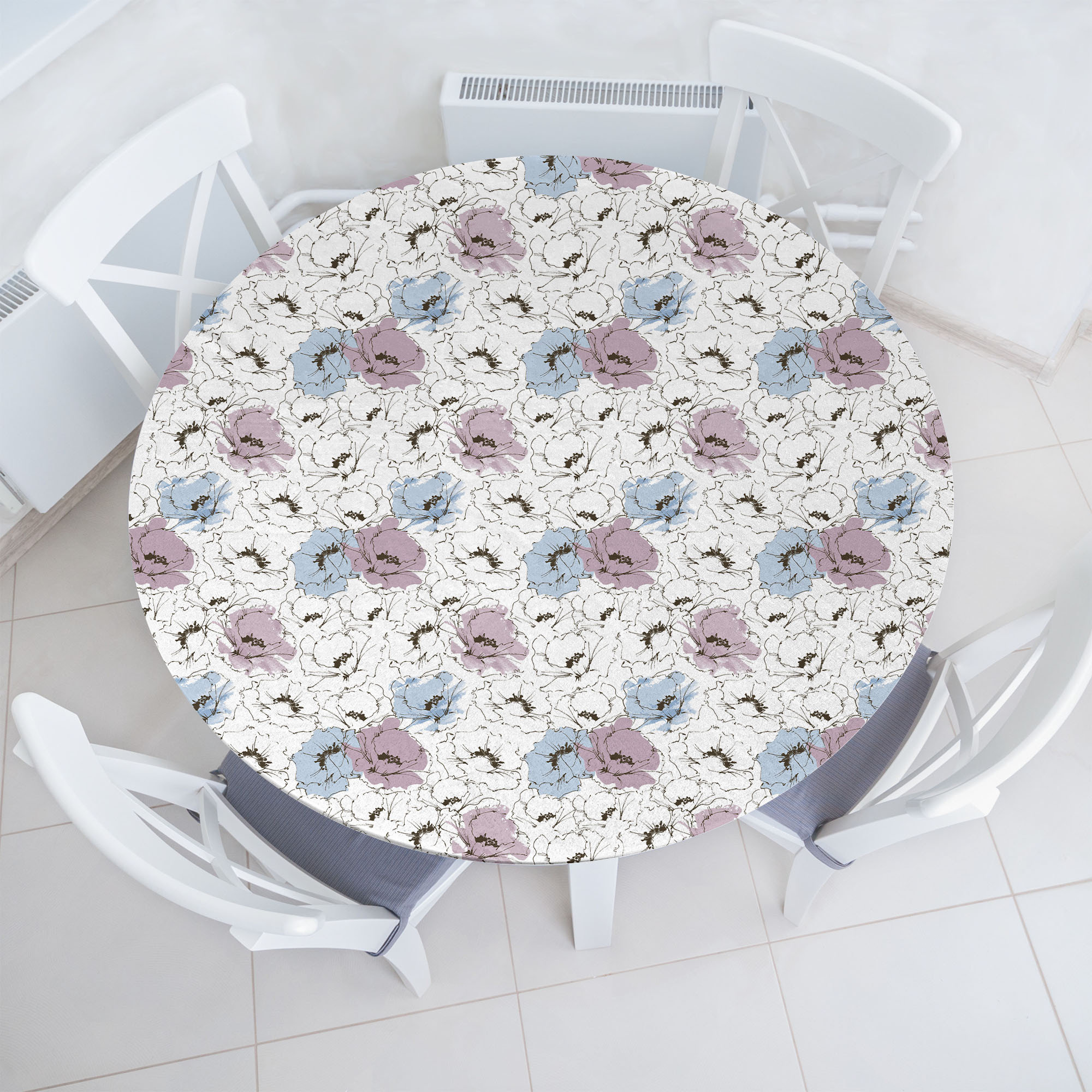 East Urban Home Garden Art Fitted Round Diameter Pale Blue Muave Taupe ...