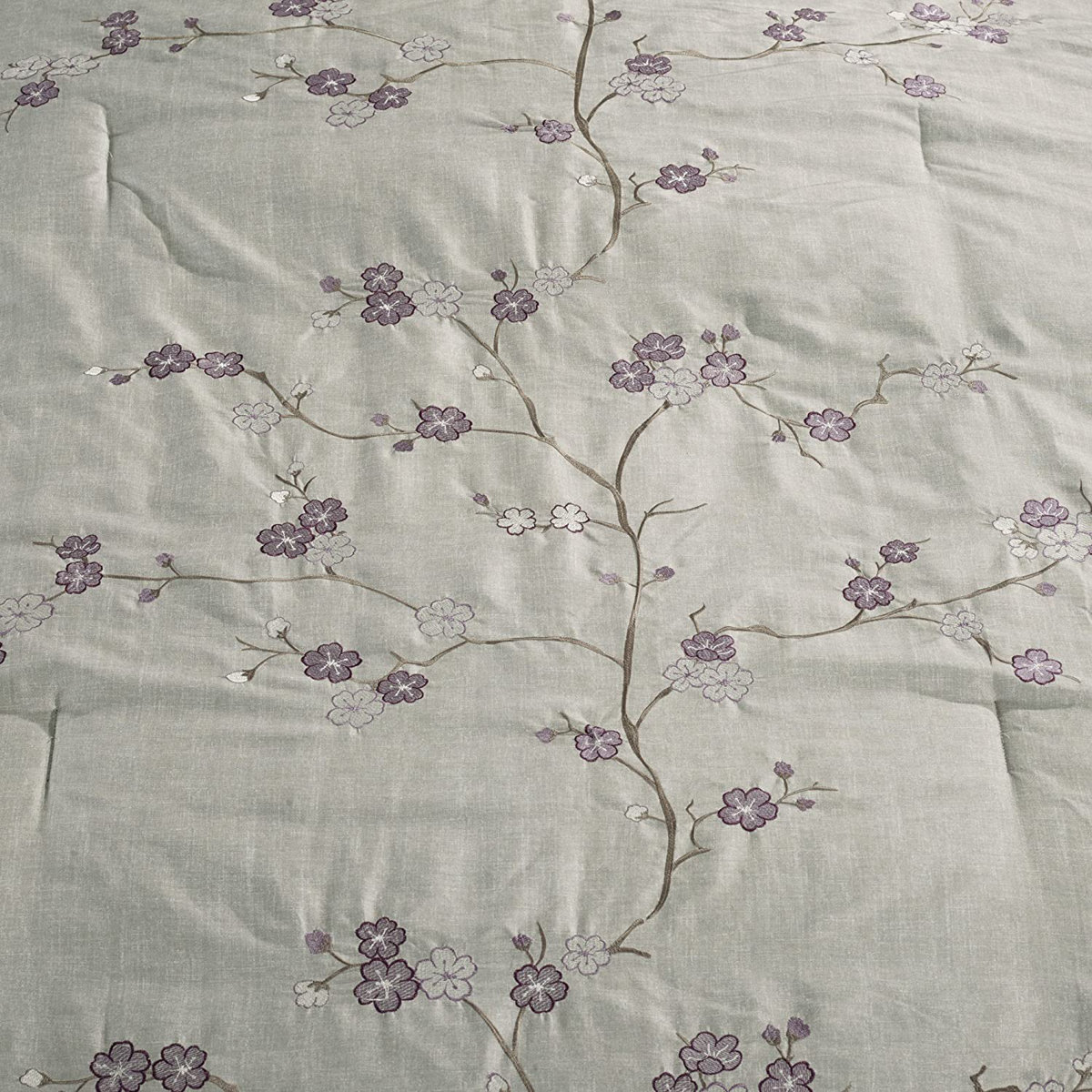 Chezmoi Collection Miki Cherry Blossom Embroidery Comforter Set ...
