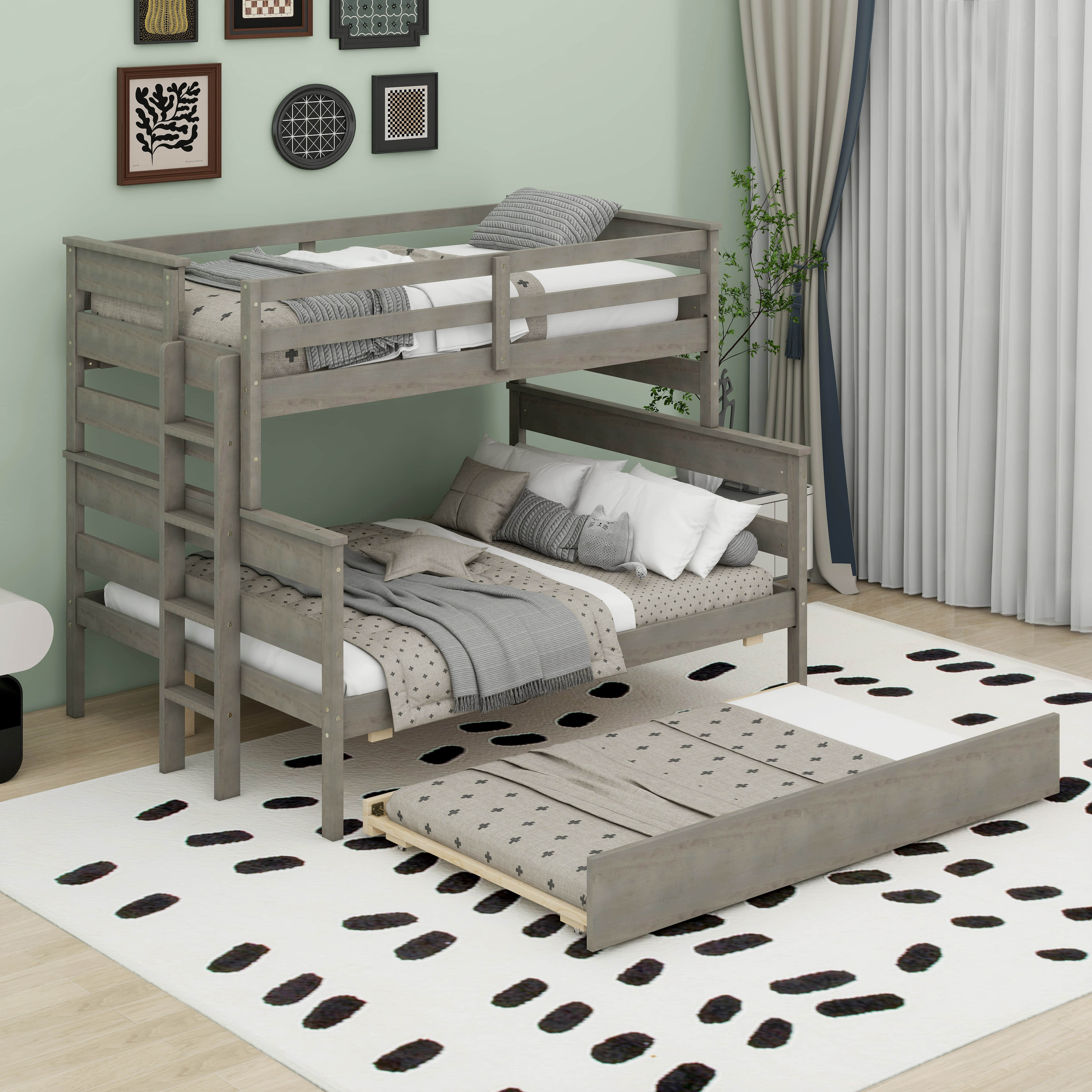 Harriet Bee Jolda Kids Twin Over Full Bunk Bed with Trundle | Wayfair