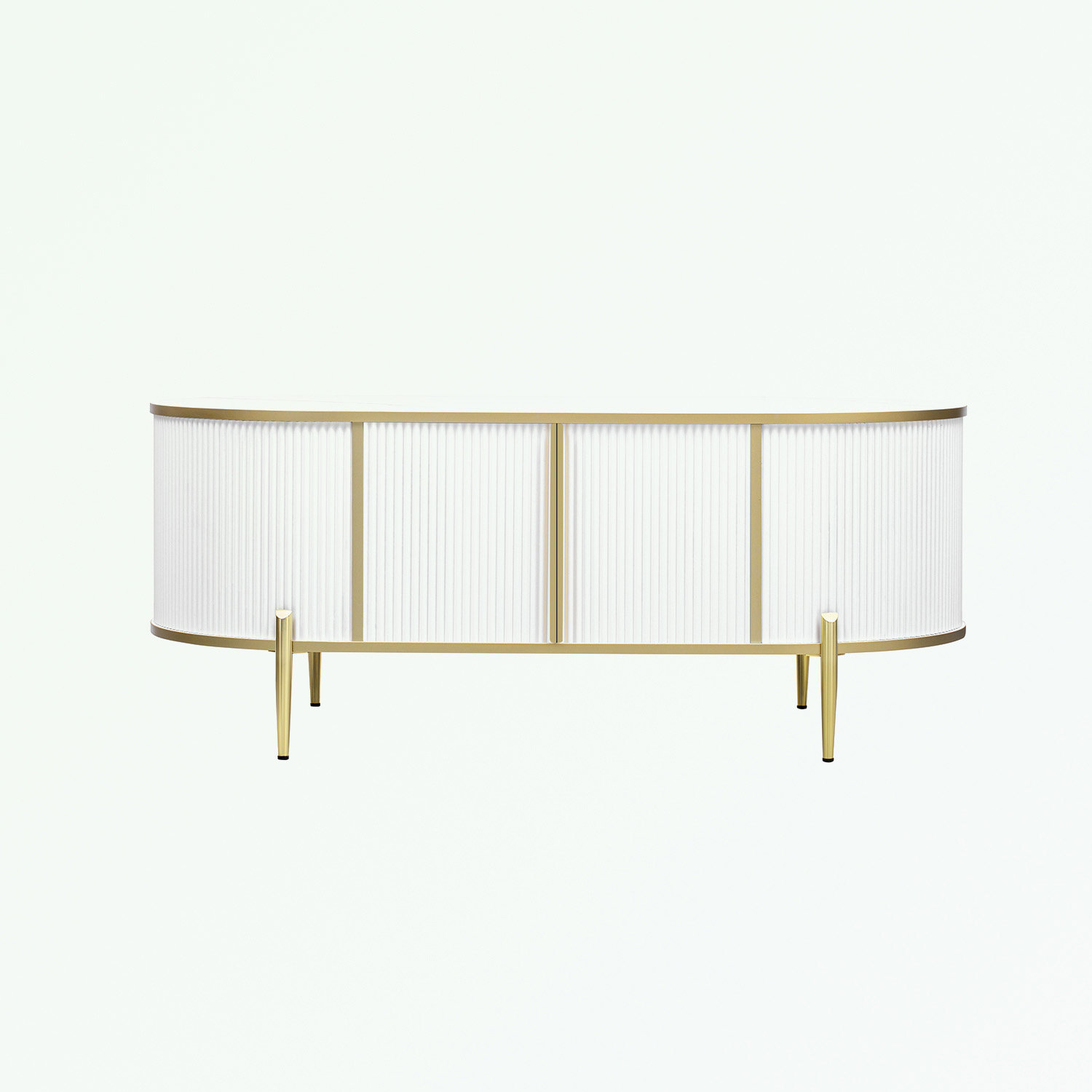 Mercer41 Modern Oval shaped Coffee Table with 2 Cabinets, Metal Legs ...