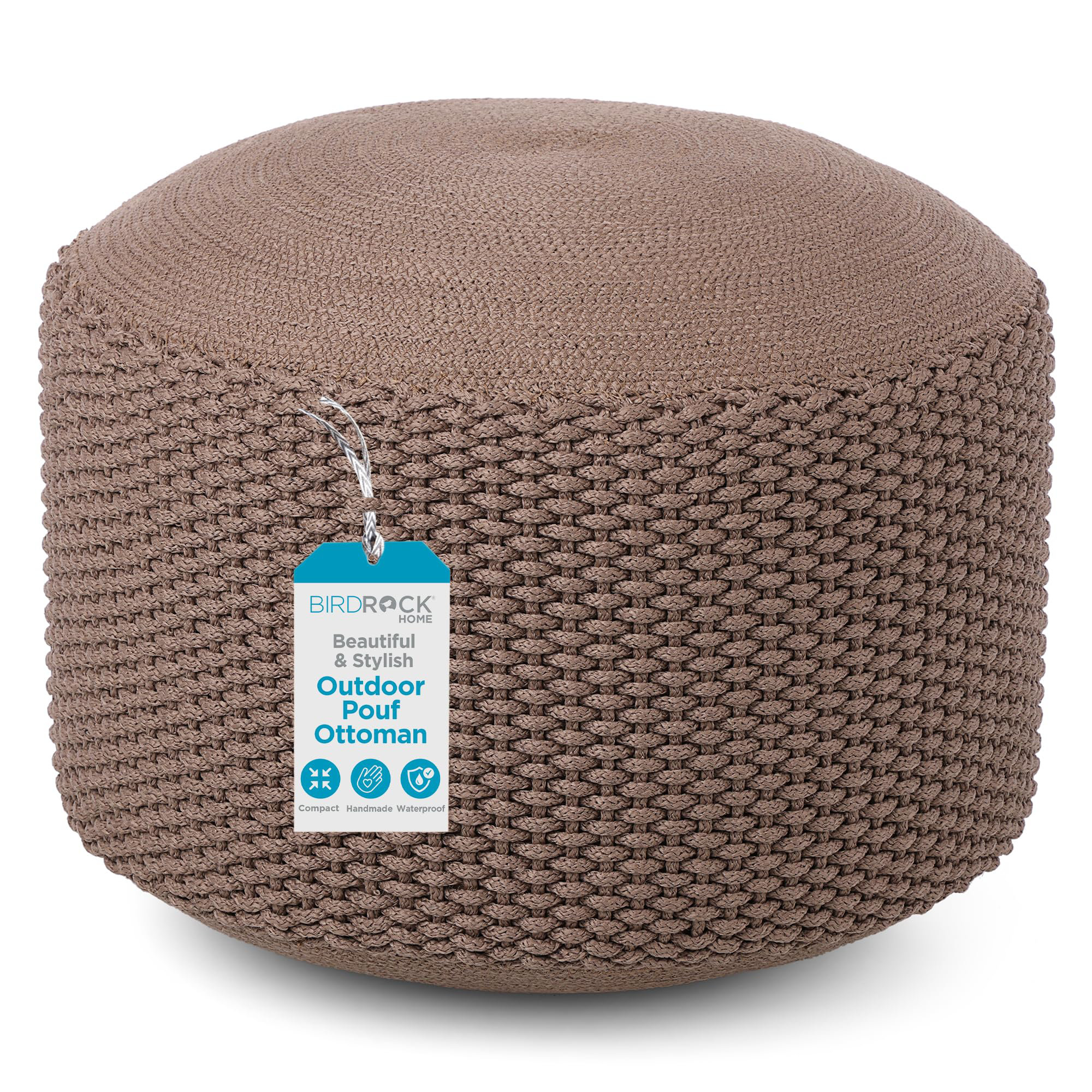 Dakota Fields Outdoor Pouf Ottoman | Hand Woven Waterproof Foot Stool ...