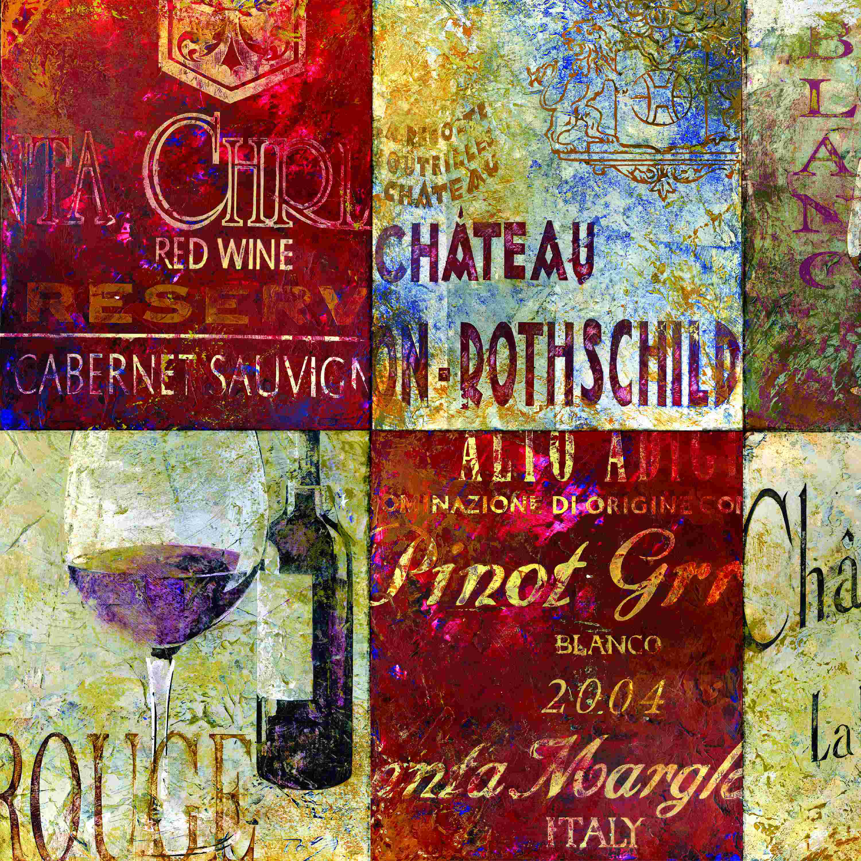 Trinx Vintage Wine Signs 2 - Wrapped Canvas Graphic Art | Wayfair