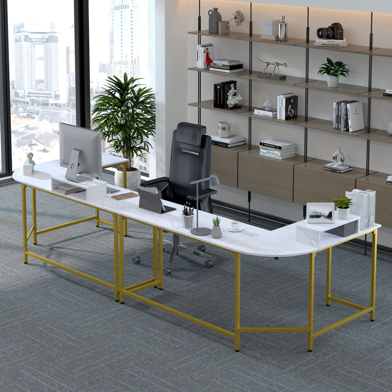 Latitude Run® Angelpreet L-Shaped Metal Base Computer Desk & Reviews ...