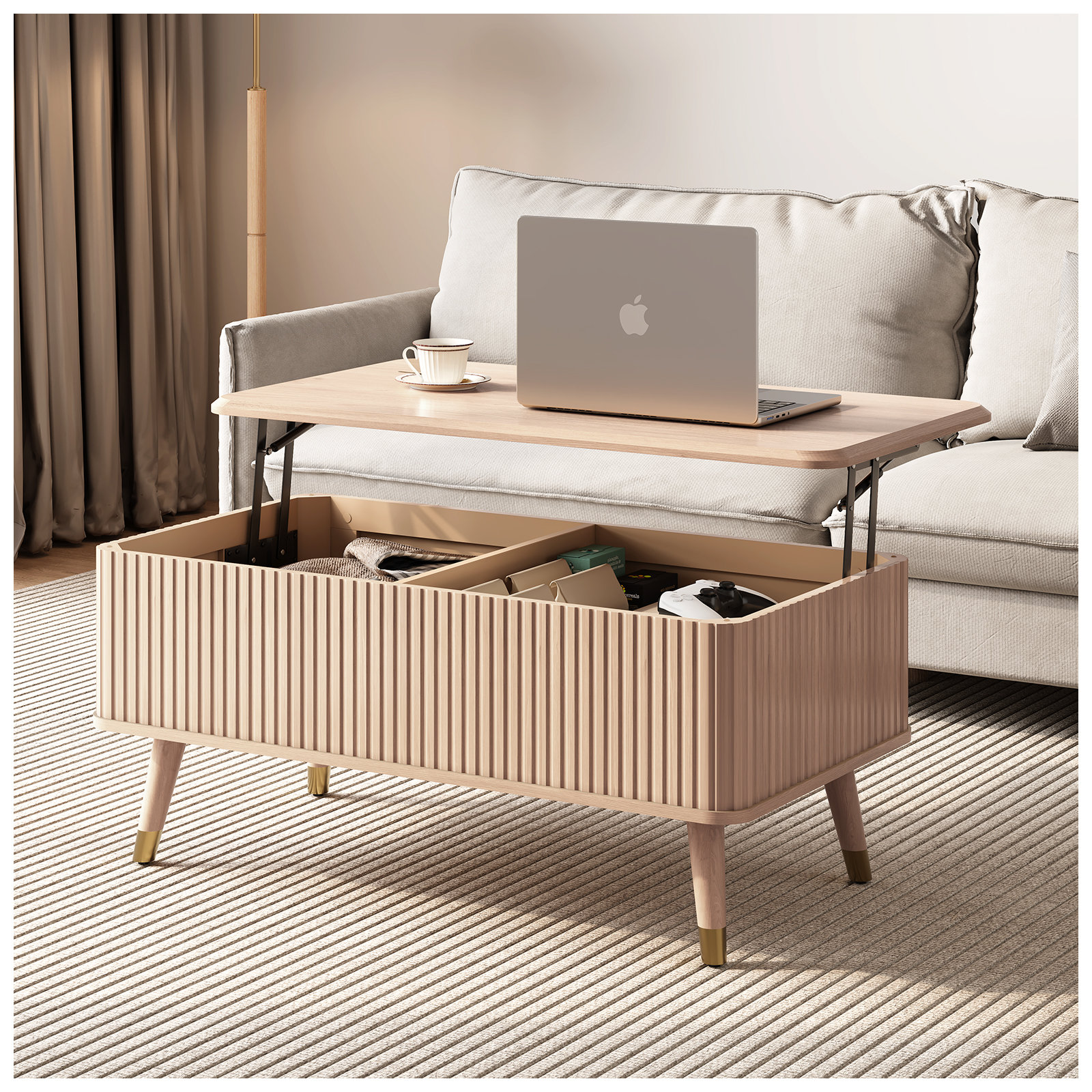 George Oliver Mid Century Modern Lift Top Coffee Table With Storage ...