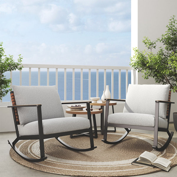 Bayou Breeze 2 Person Rocking Chair Set With Nesting Coffee Tables ...