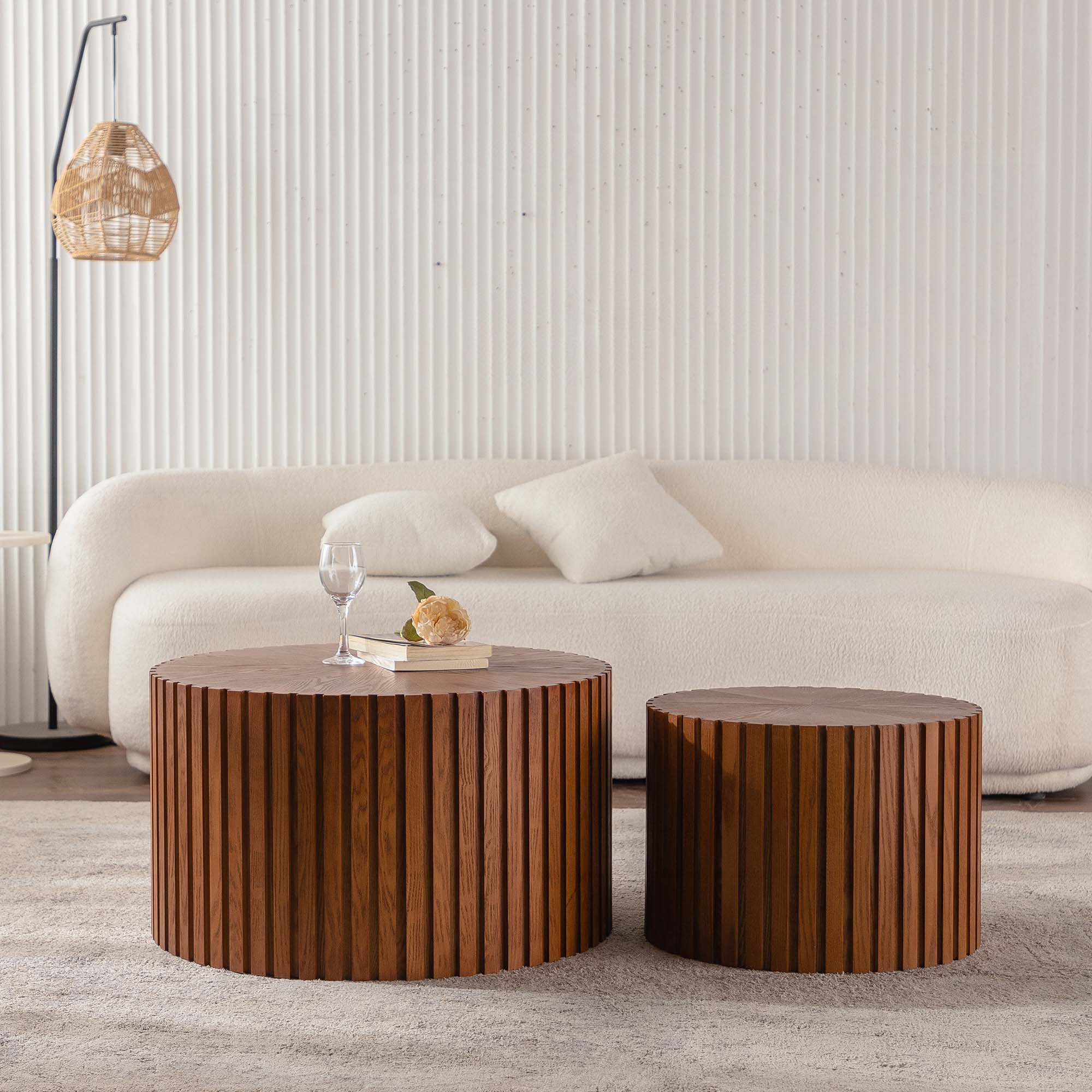 Mercer41 Round Wood Coffee Table for Living Room ,No Need Assembly ...