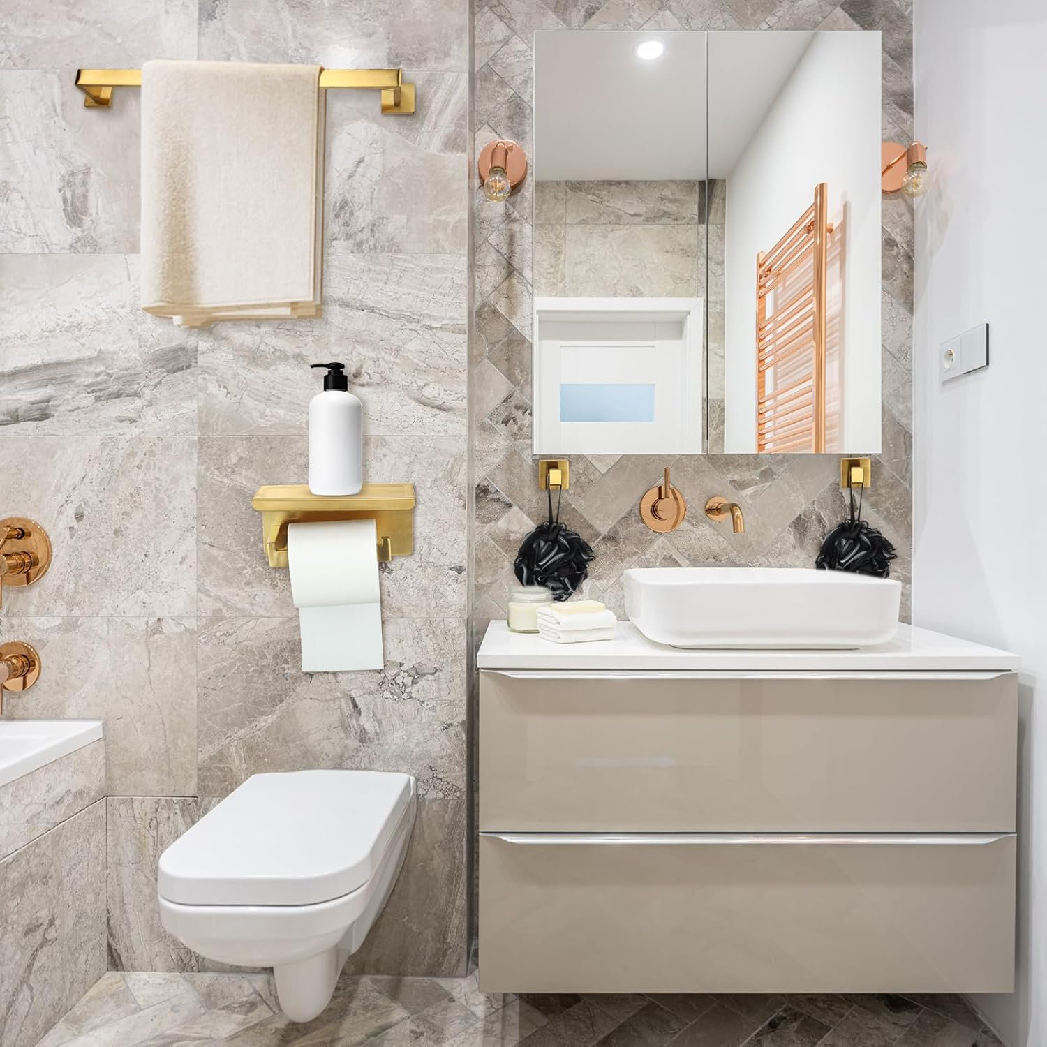 HAPPY LIFE Premium Stainless Steel Bathroom Hardware Set With Towel Bar ...