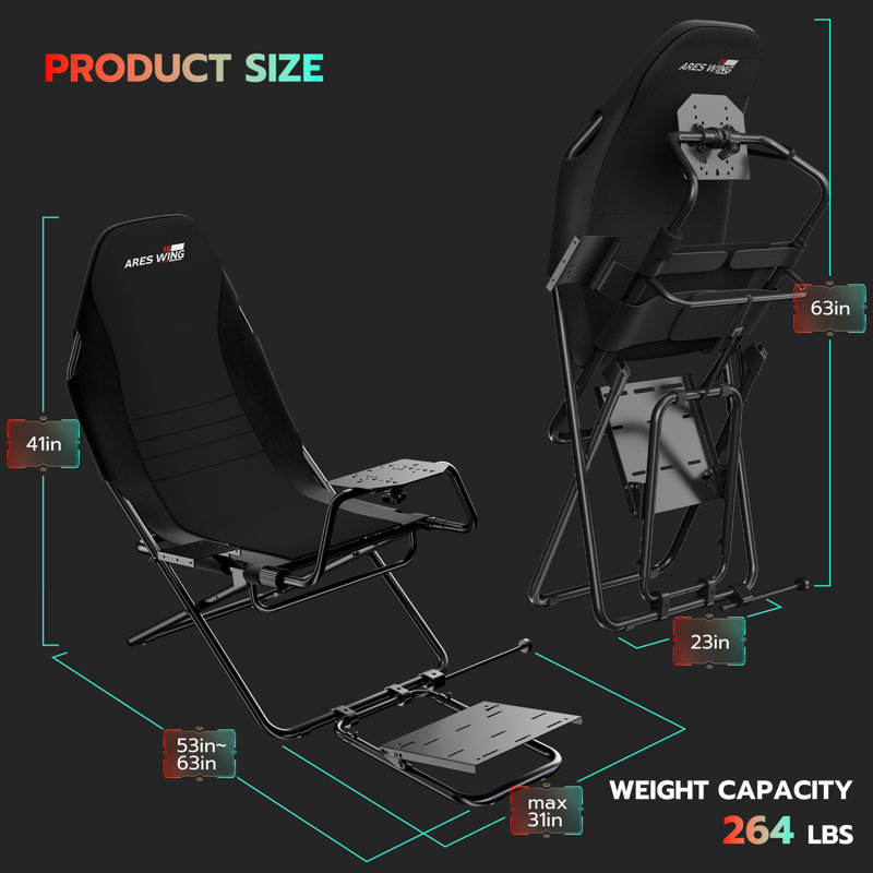 Inbox Zero Racing Simulator Cockpit with Foldable Gaming Chair Fit ...
