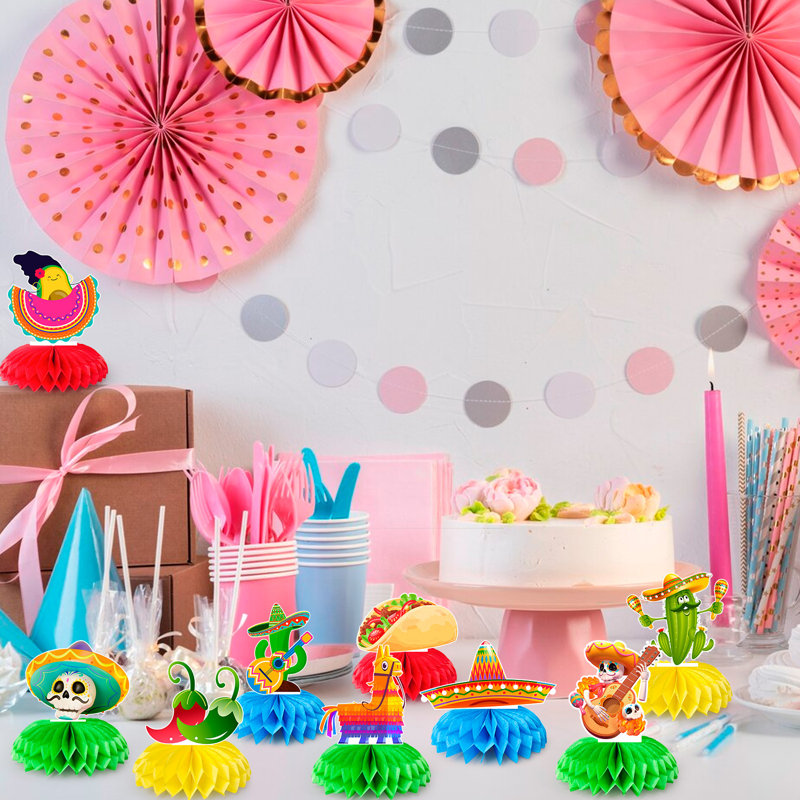 The Party Aisle™ Fiesta Honeycomb Table Centerpiece,9pcs Mexican Fiesta ...