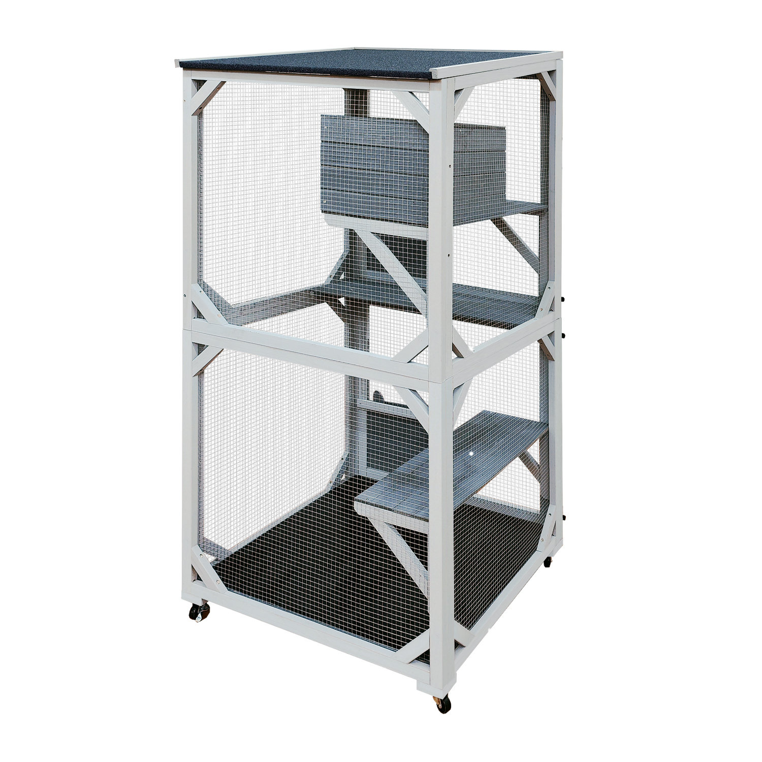 Archie & Oscar™ Abri pour chat en bois massif avec espace d'activité et ...