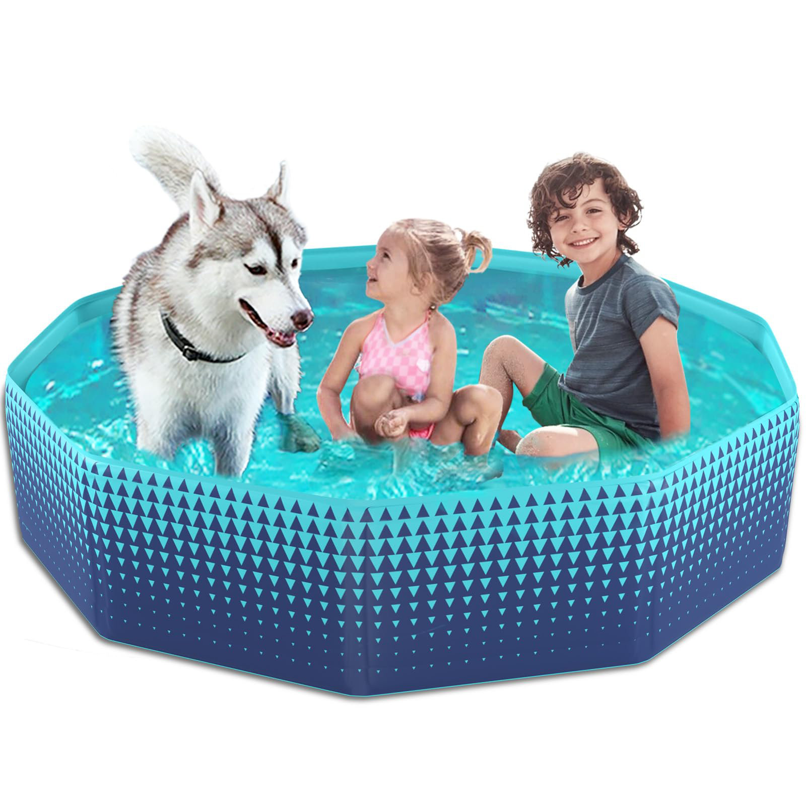 ADROIM Foldable Dog Kiddie Pool - Hard Plastic Kids Paddling Pool ...