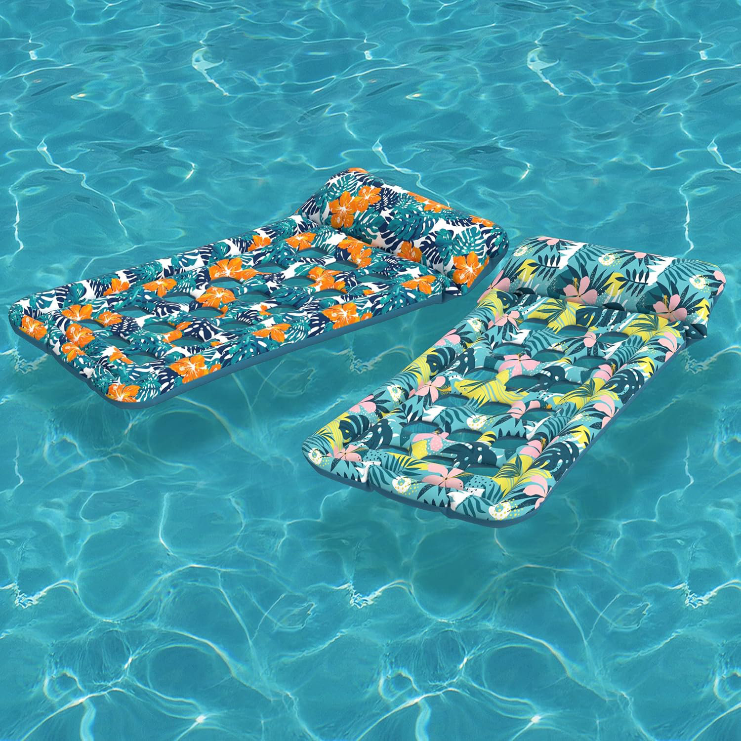 Utibia Oversized Pool Float Lounge 2 Pack 73" X 33", Inflatable Tanning ...