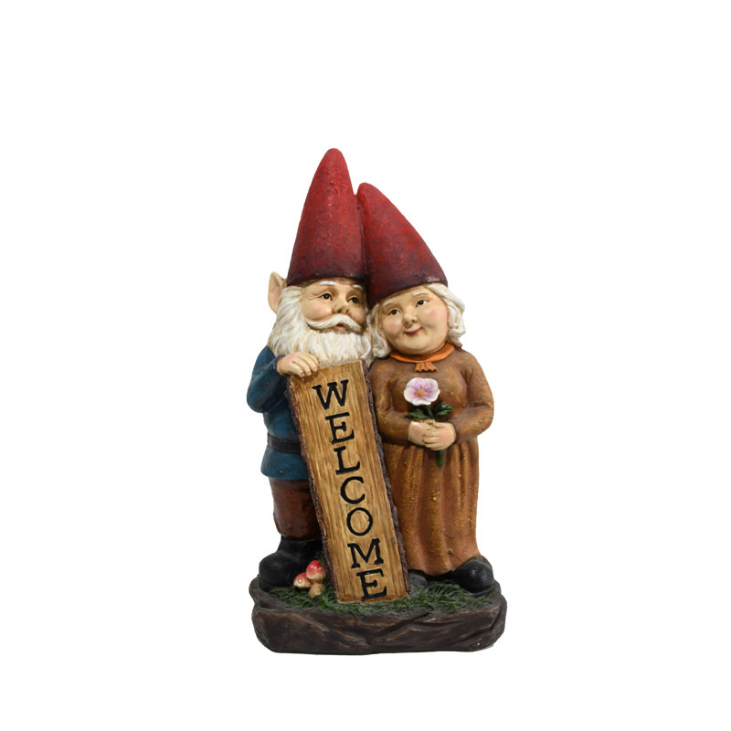 Hi-Line Gift Ltd. Robert & Sofia Standing Gnome Couple with Welcome ...