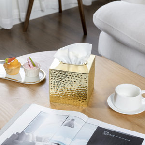 Mercer41 Gold Square Tissue Box Cover Holder | Wayfair