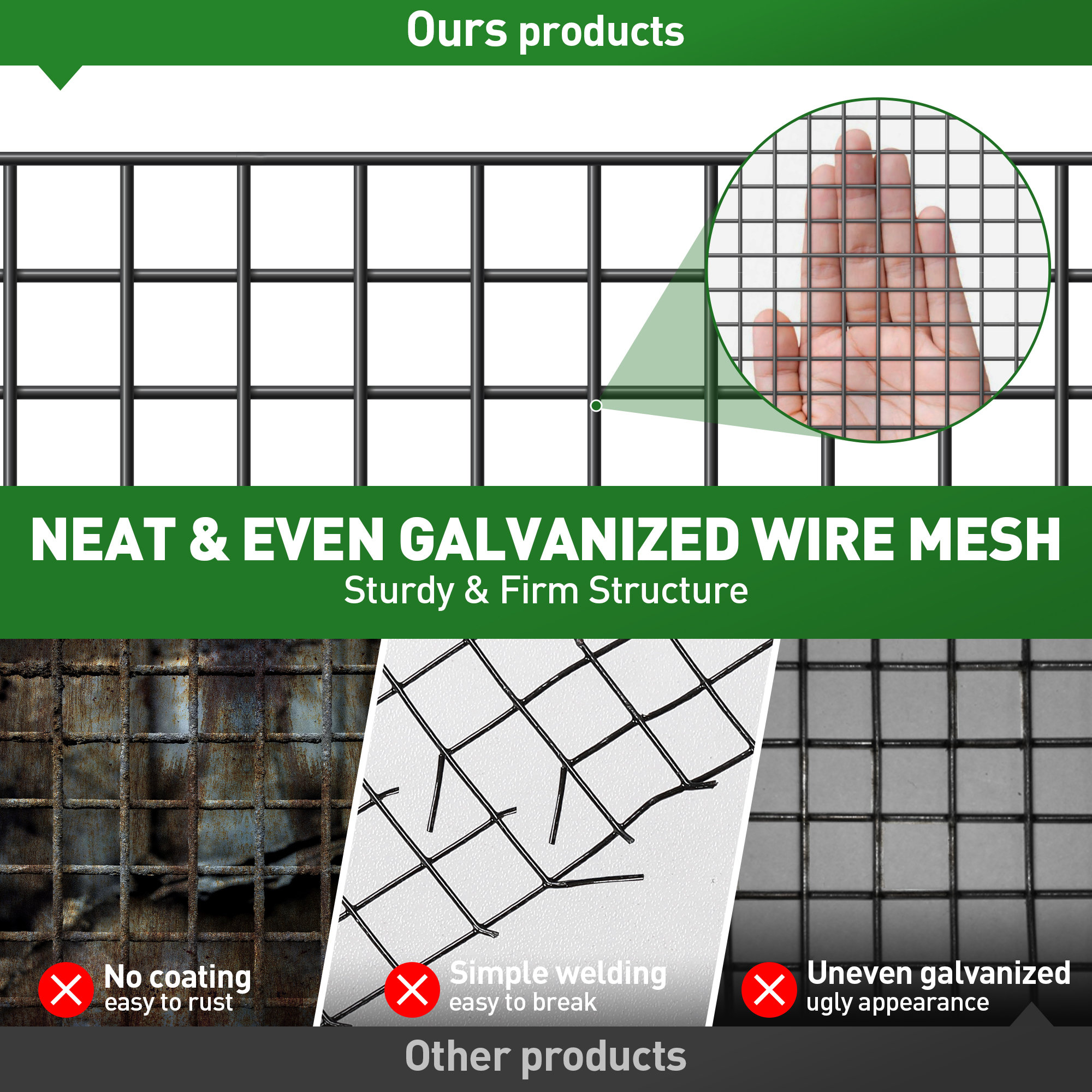 Decofy 48"H 100ft Long 19-Gauge Black Steel Wire Roll Fencing, Multiple ...