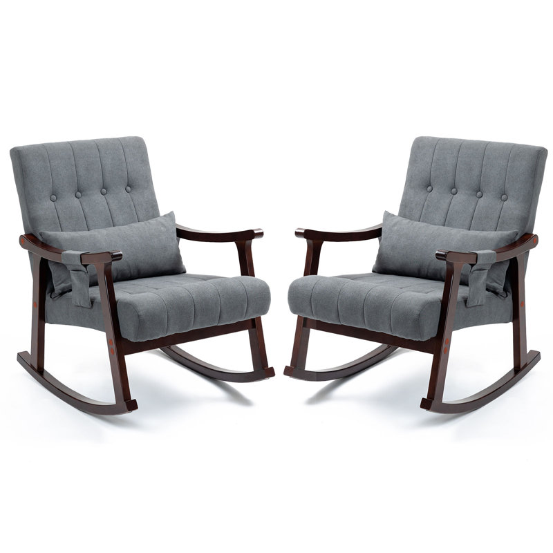 Lark Manor™ Polyester Upholstered Rocking Chair With Massage Lumbar ...