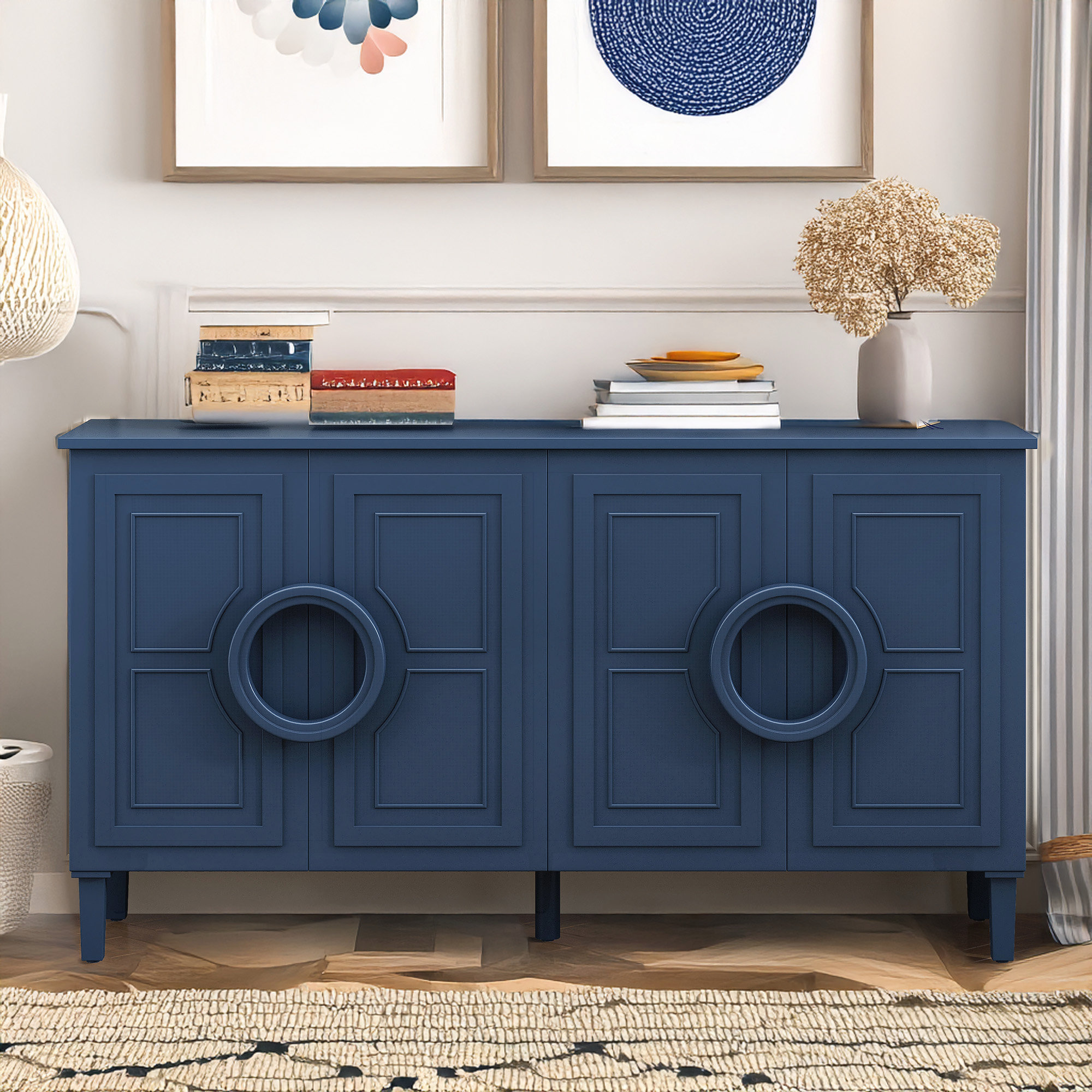 Decopom Versatile Four-Door Sideboard for Various Rooms with Sturdy ...