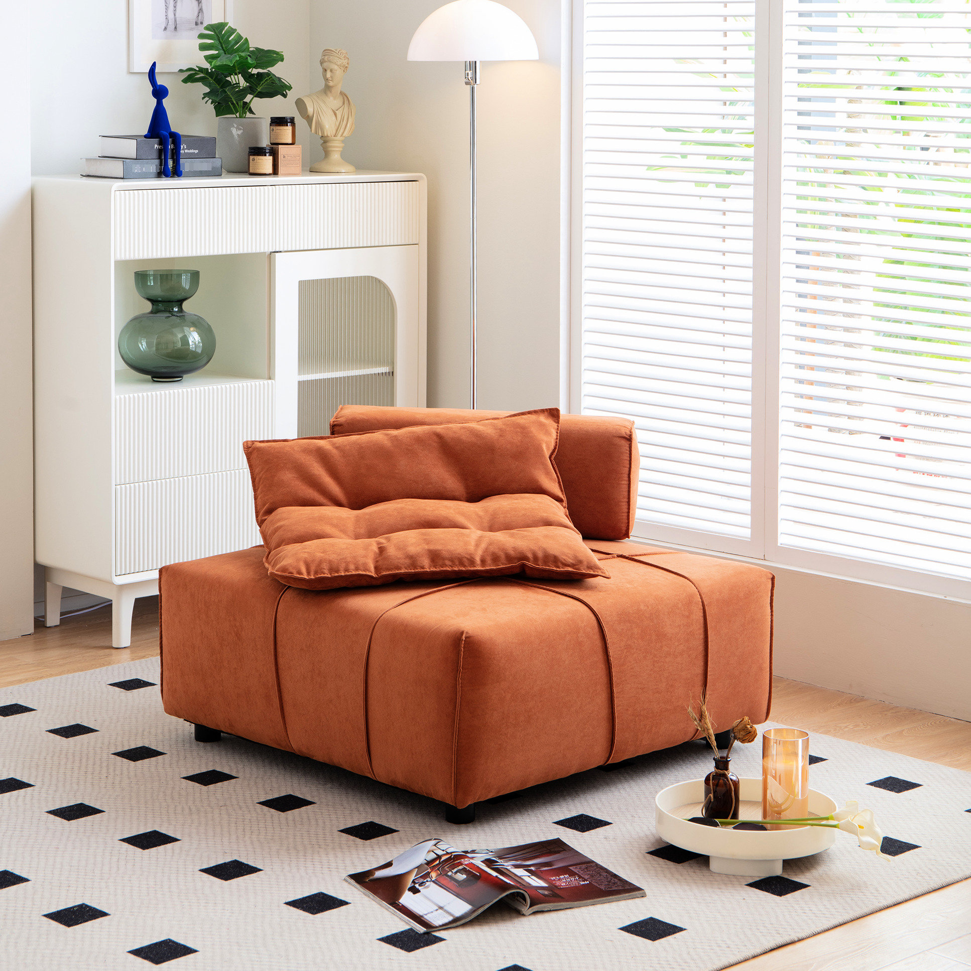 Wrought Studio™ Armless Lazy Chair With Detachable Back Cushion. Modern ...