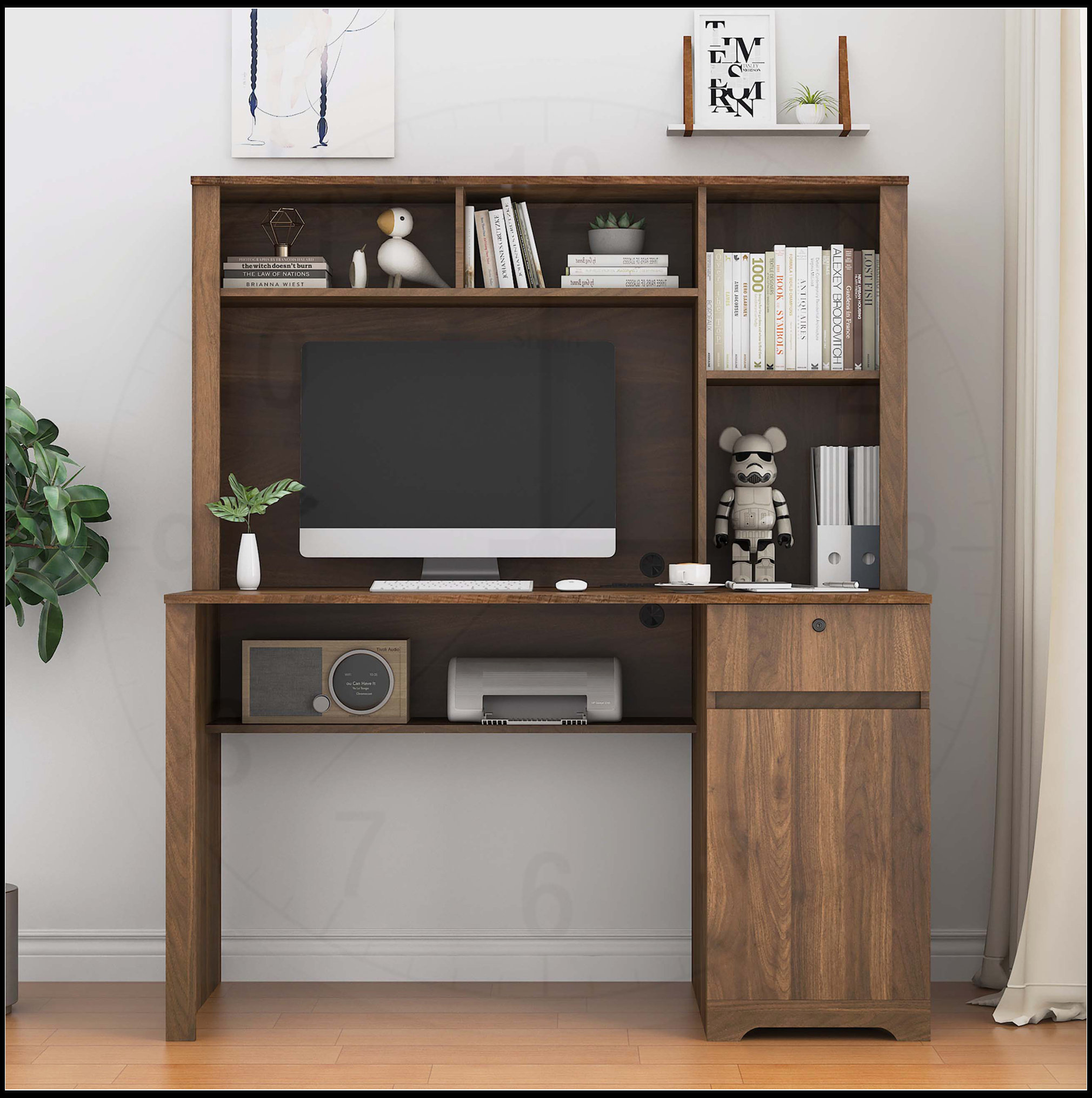 Latitude Run® Spacious Wood Executive Computer Desk with Hutch ...