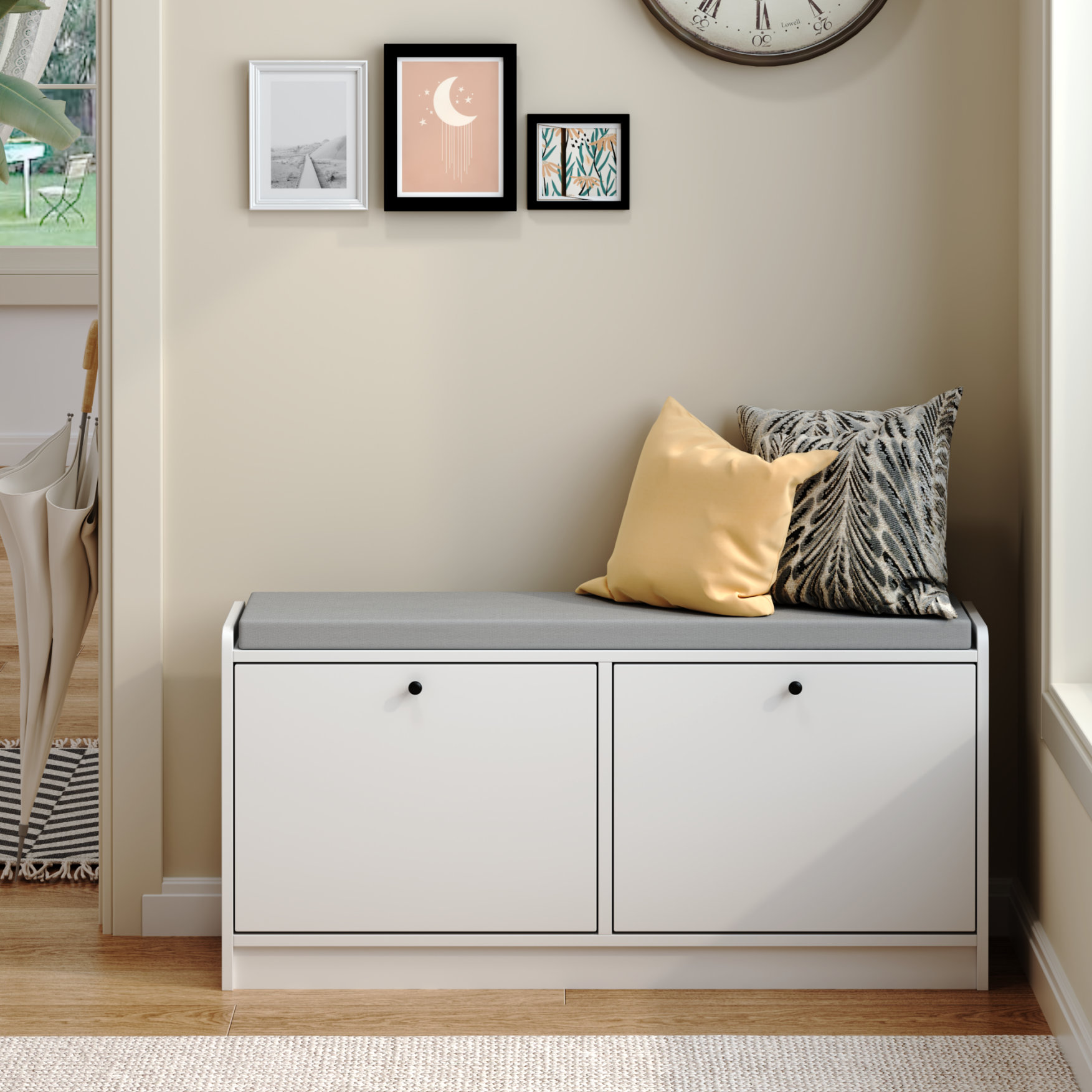 Ebern Designs Shoe Rack Bench with Locker Entryway Bench | Wayfair